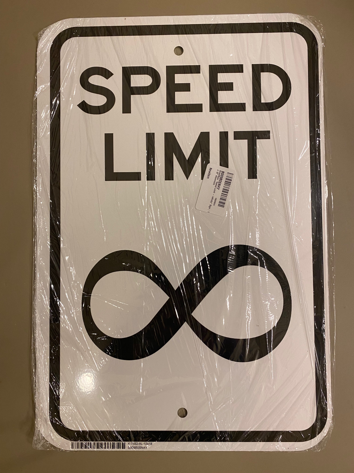 Amazon.com: SmartSign "Speed Limit - Infinity" Sign | 12" x 18 ...