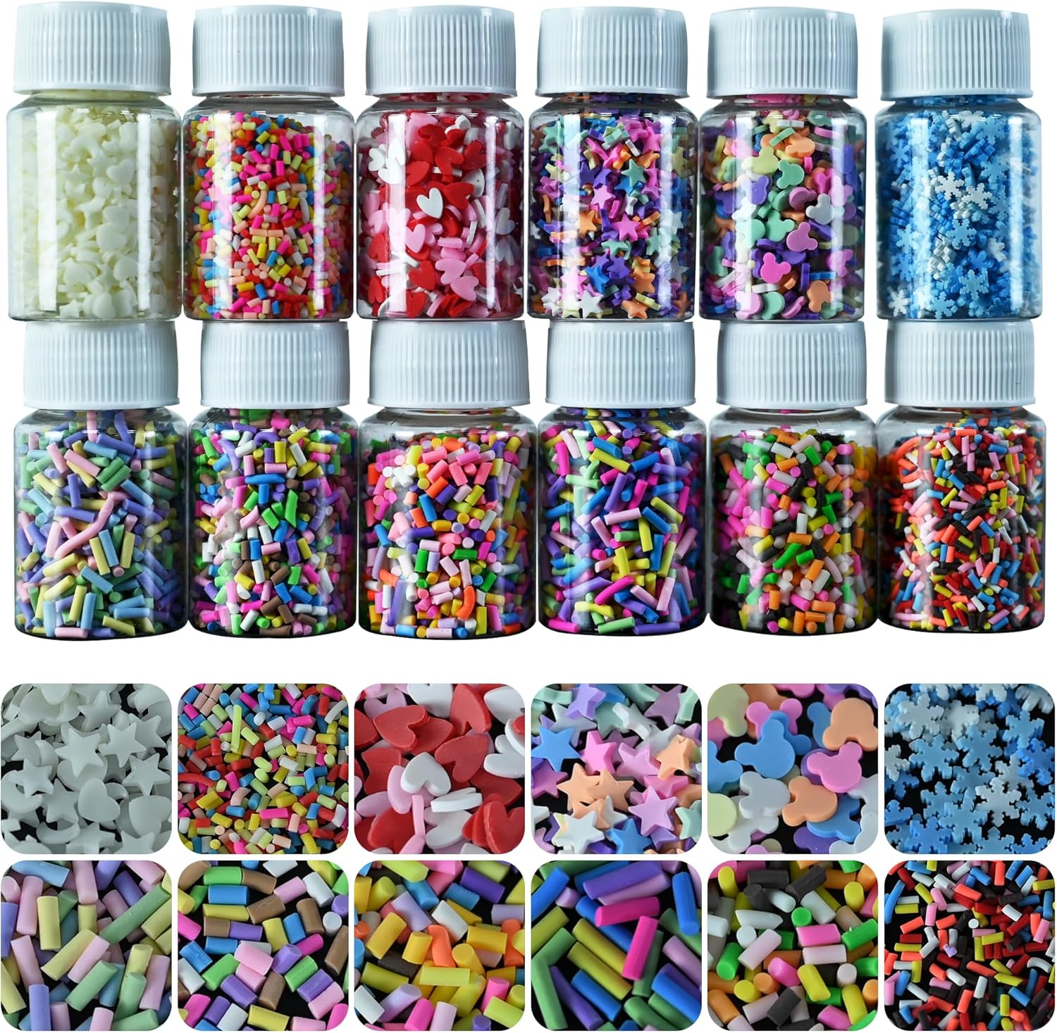 Amazon.com : LIKETURE Fake Sprinkles 12 Jars 180g Polymer Clay ...