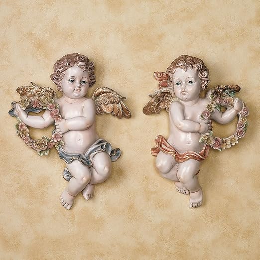 Amazon.com: Touch of Class Heavens Garden Cherub Plaque Set of Two ...