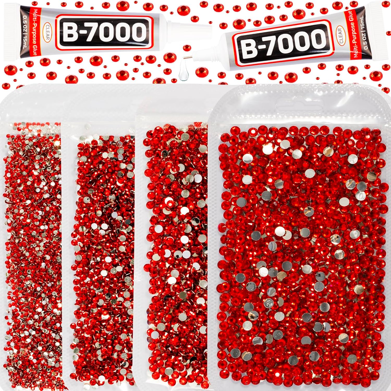 Amazon.com: b7000 Gem Glue for 30200Pcs Red Rhinestones Flatback for ...