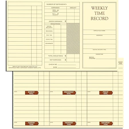 Amazon.com : NextDayLabels - Weekly Employee Pocket Size Time Cards ...