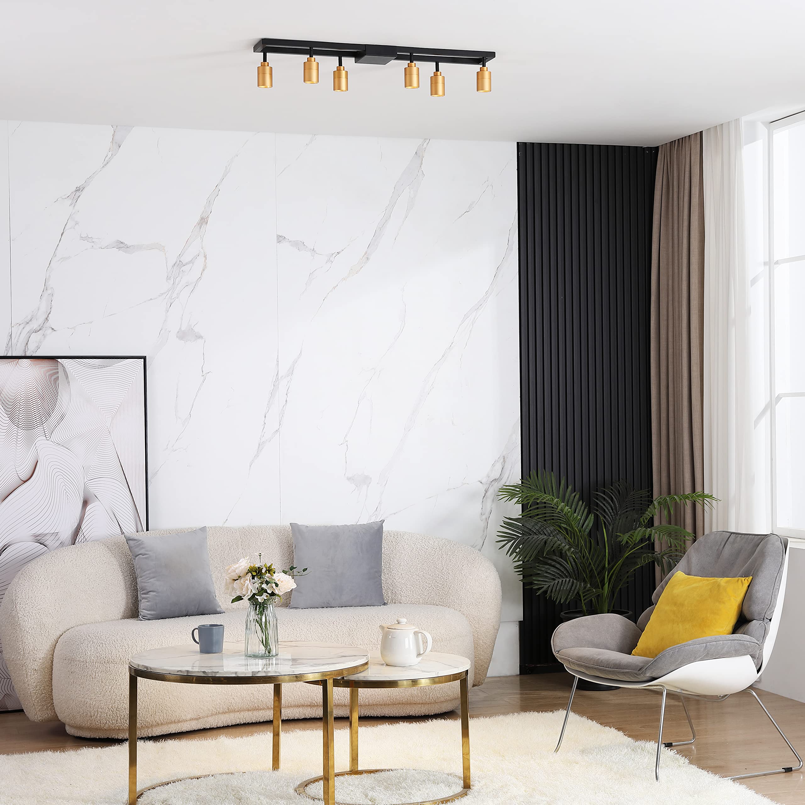 Snapklik.com : VidaLite Shura - Square 6-Light Black And Brass ...