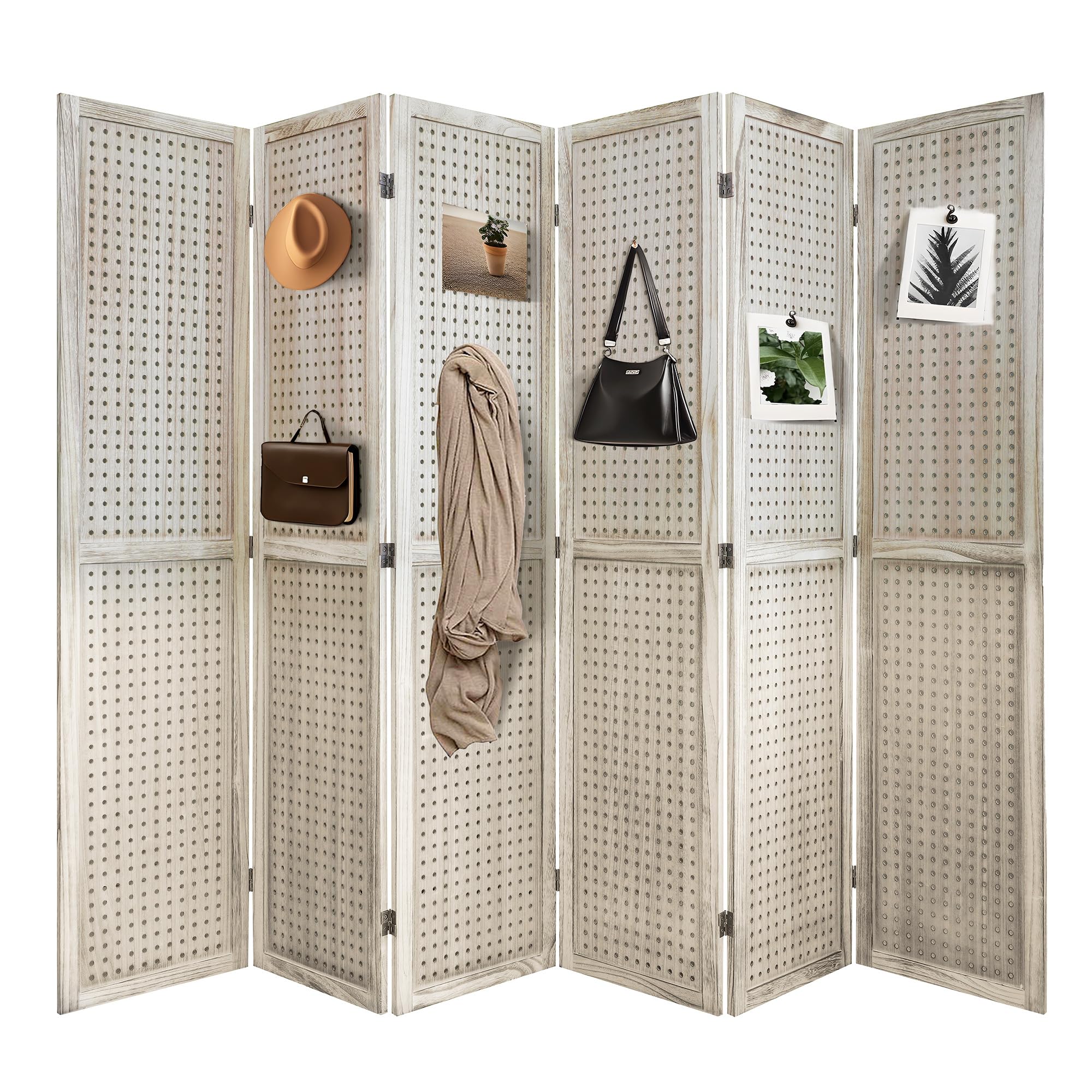 Amazon.com: NicBex Room Divider 6 Panel Pegboard Display 5.6FT Wood ...