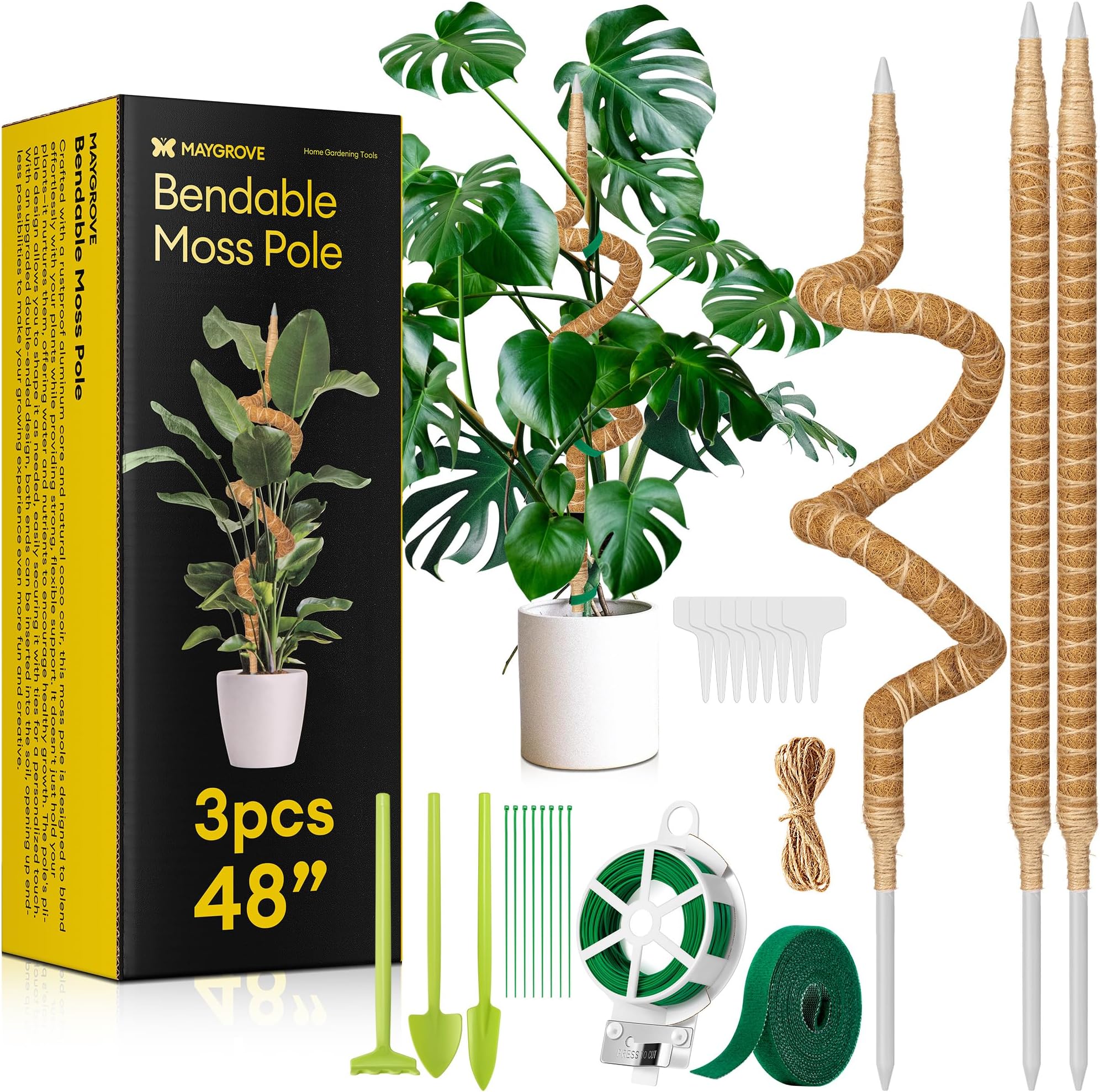 Amazon.com : 50 Inch Moss Pole 3 Pack Monstera Plant Support Bendable ...