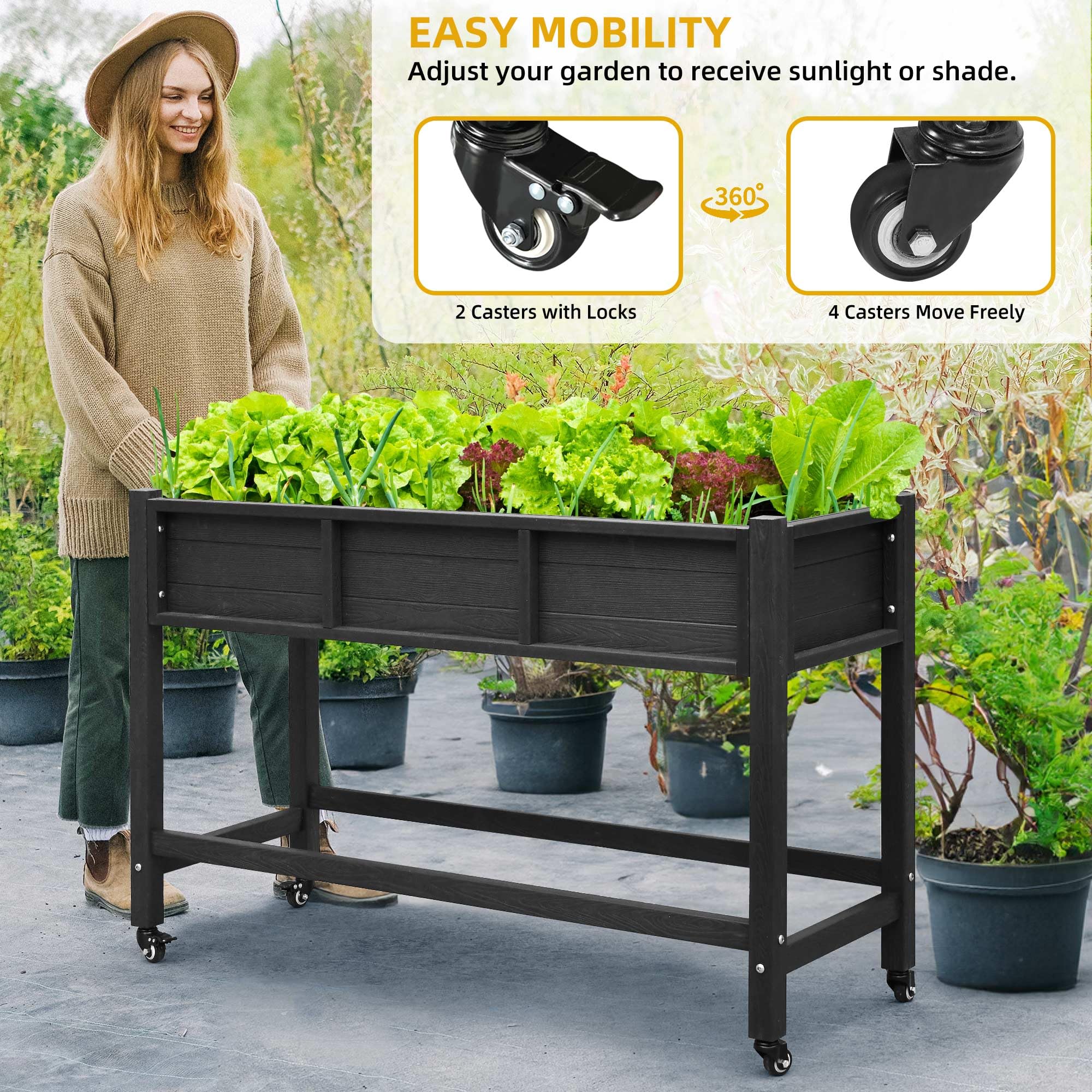 Snapklik.com : DWVO 47x18x31in Raised Garden Bed, Weather Resistant ...