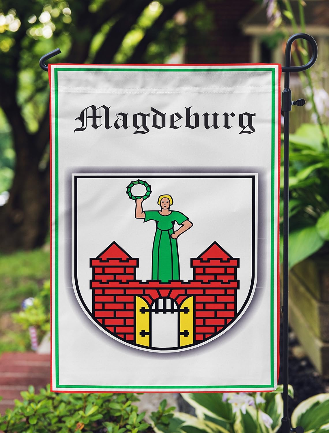 Amazon.com : Apedes Magdeburg Germany Coat of Arms Double Sided Garden ...