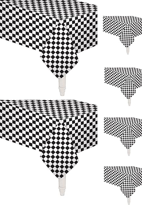 Amazon.com: Oojami Pack of 6 Black & White Checkered Flag Table Cover ...