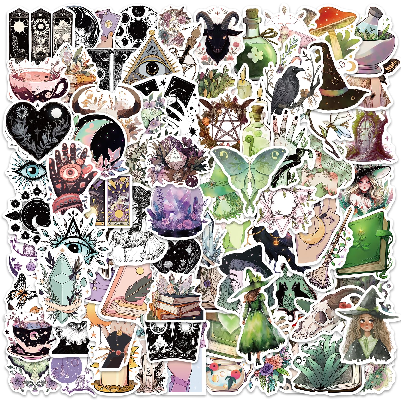 100pcs Witchy Stickers Cute Magic Witch Stickers Vinyl Waterproof ...
