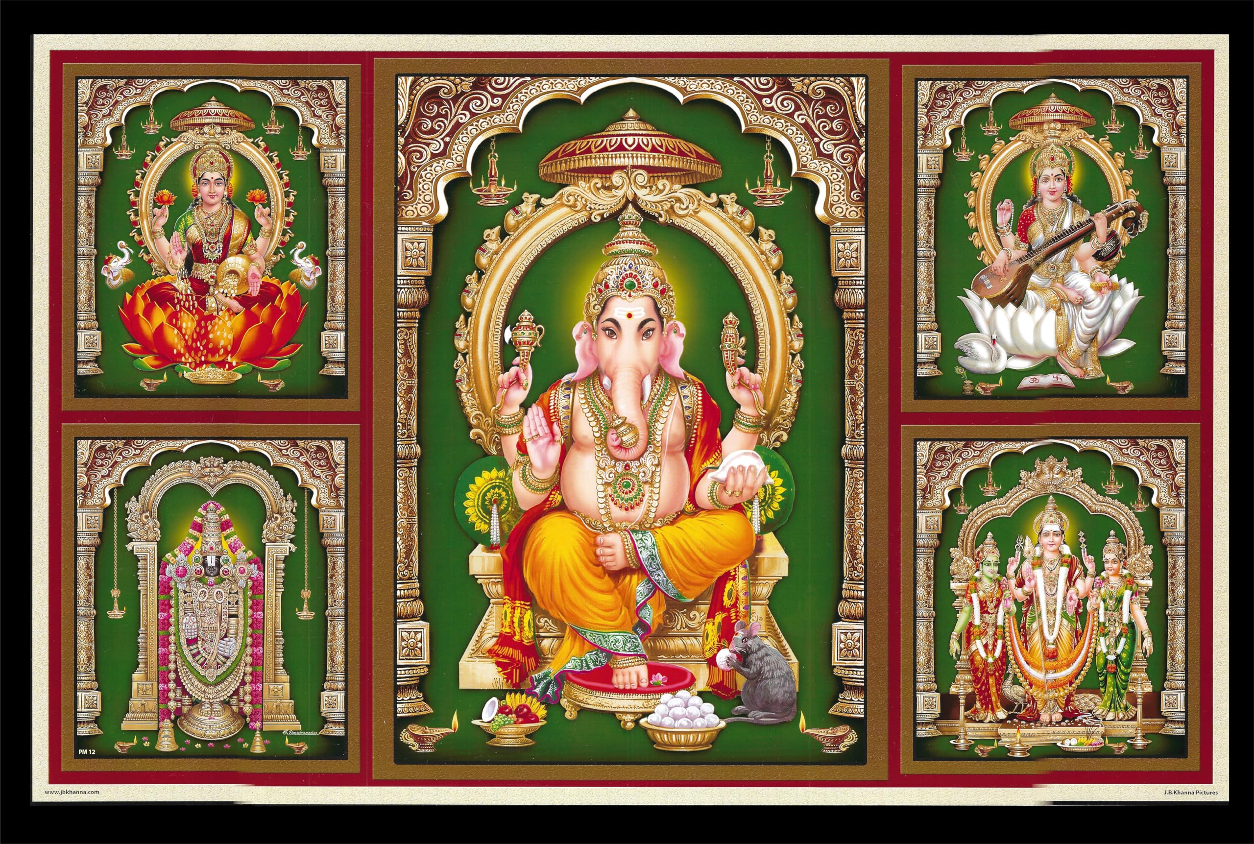 Gugans Engineered Wood 5 Hindu God Photo Frame 13x19 Inch | Desertcart ...