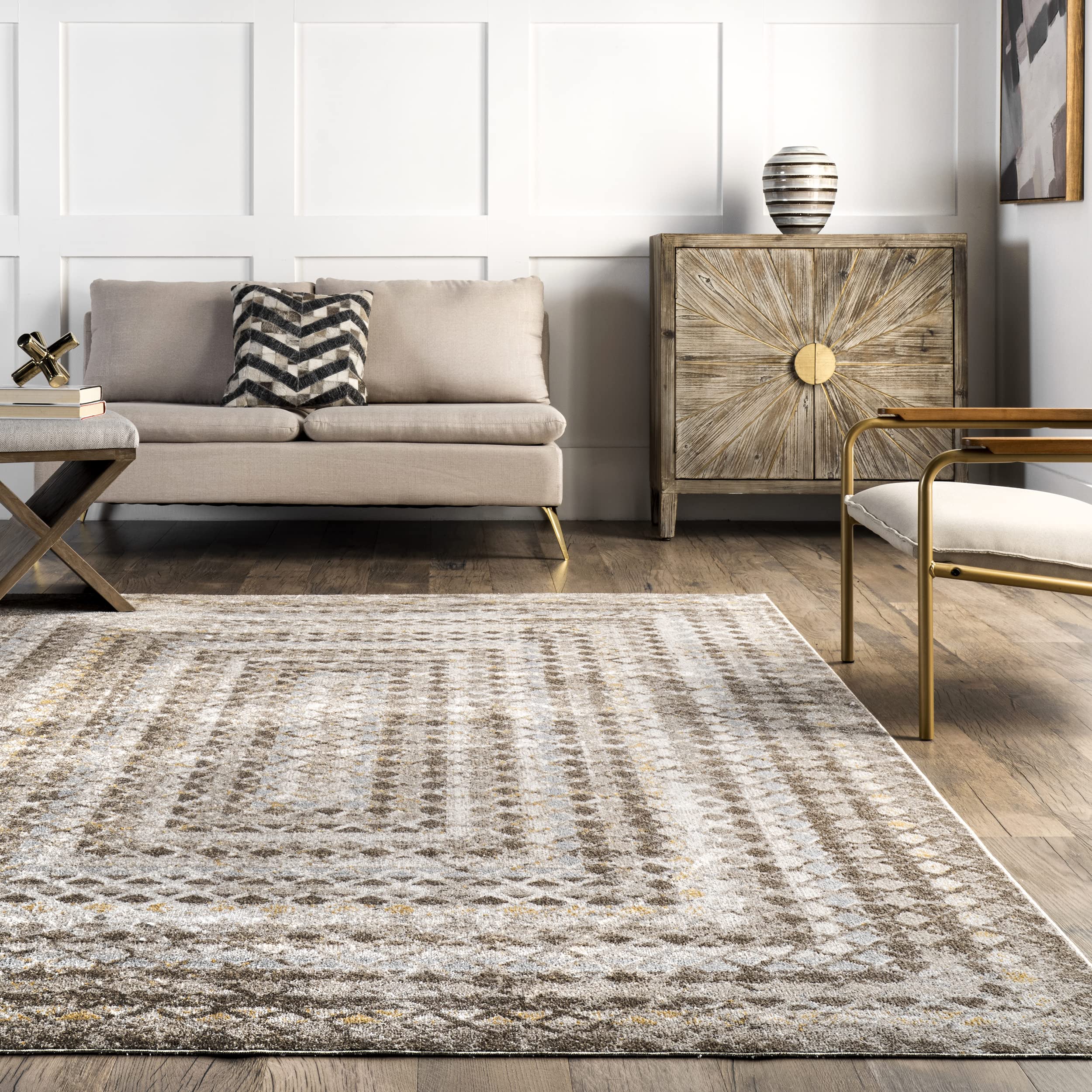 nuLOOM Carley Machine Washable Geometric Accent Rug, 3x5, Beige