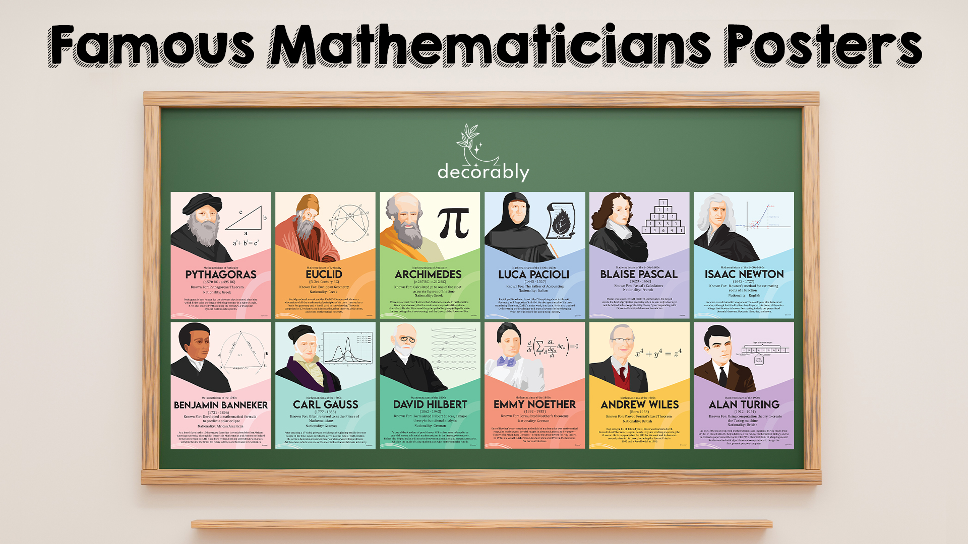 Famous Mathematicians Poster Diverse And Famous Mathematicians
