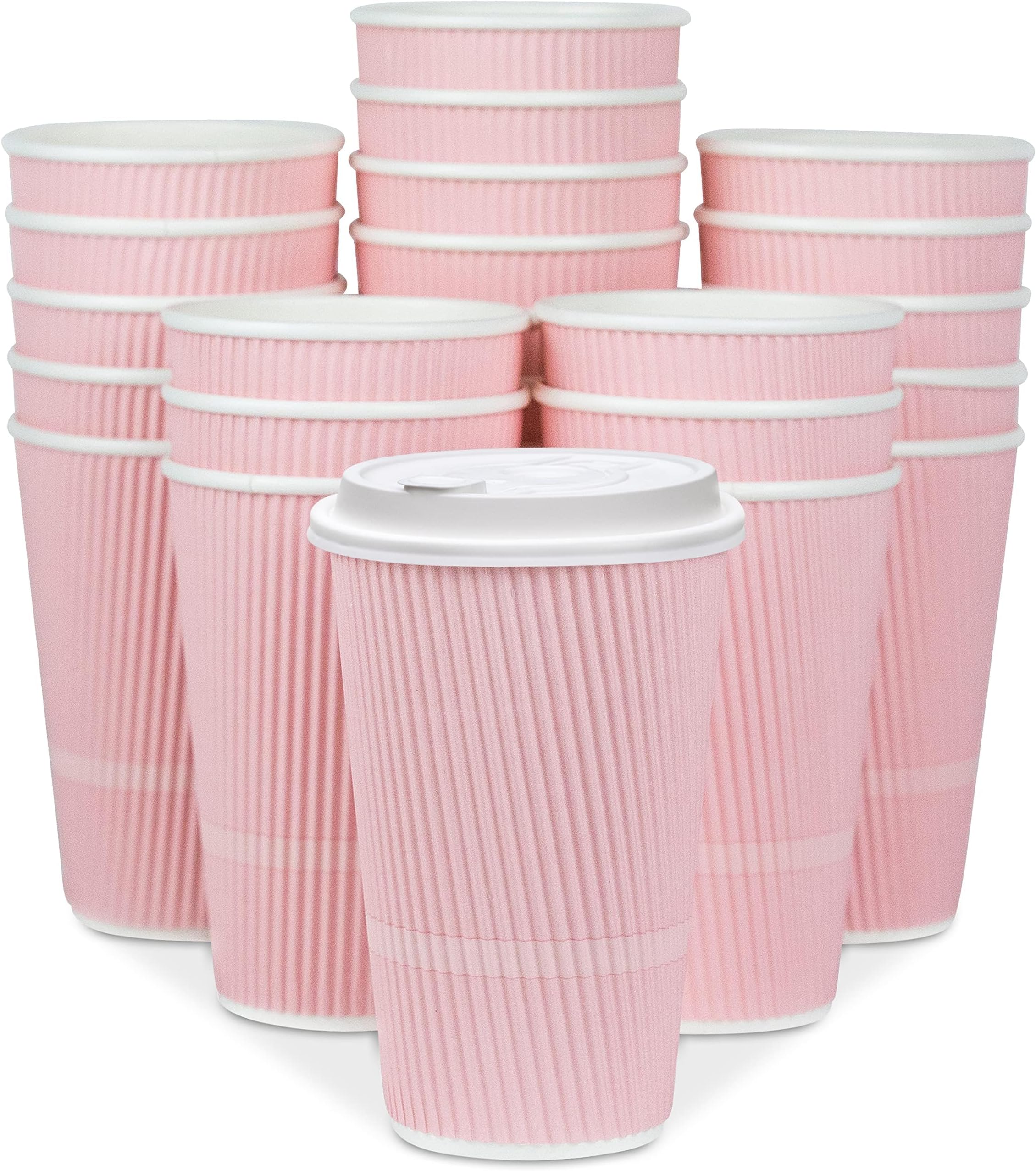 Amazon.com: Tioncy 100 Pcs 12 oz Pink Coffee Cups Bulk Disposable Paper ...