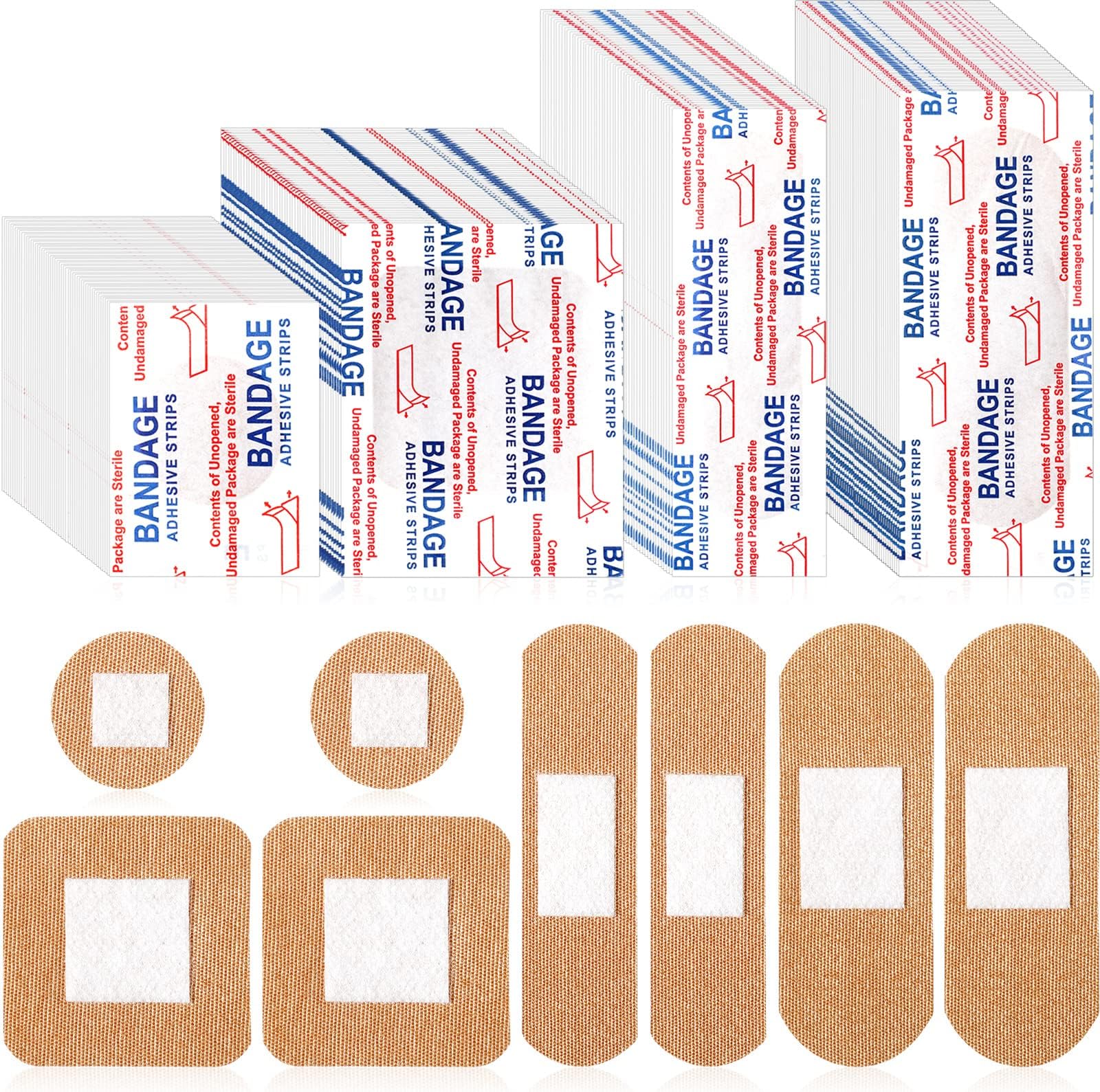 Amazon.com: 400 Pcs Flexible Fabric Adhesive Bandages Bulk Assorted ...