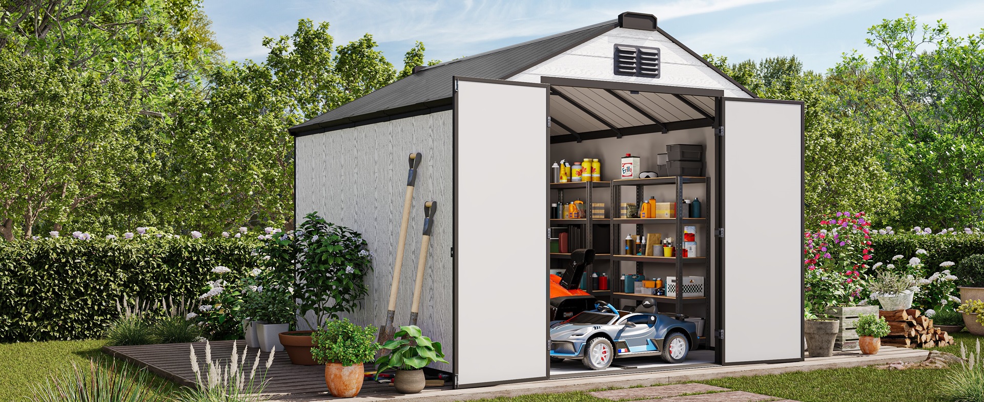 Watch MELLCOM Storage Shed-Durable, weatherproof, ideal for tools on ...