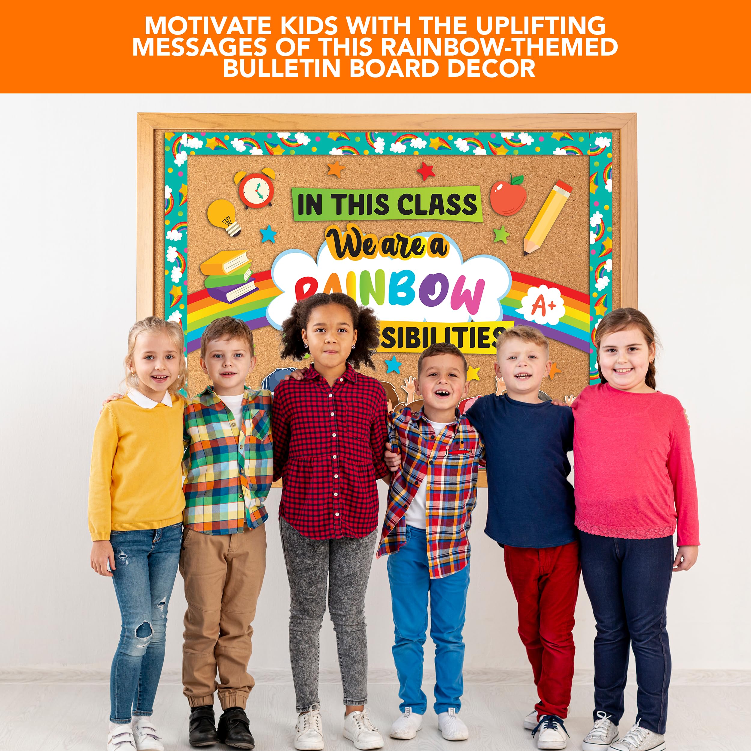 Colorful Classroom Cut-outs 60-Piece Rainbow Bulletin Board Cutouts ...
