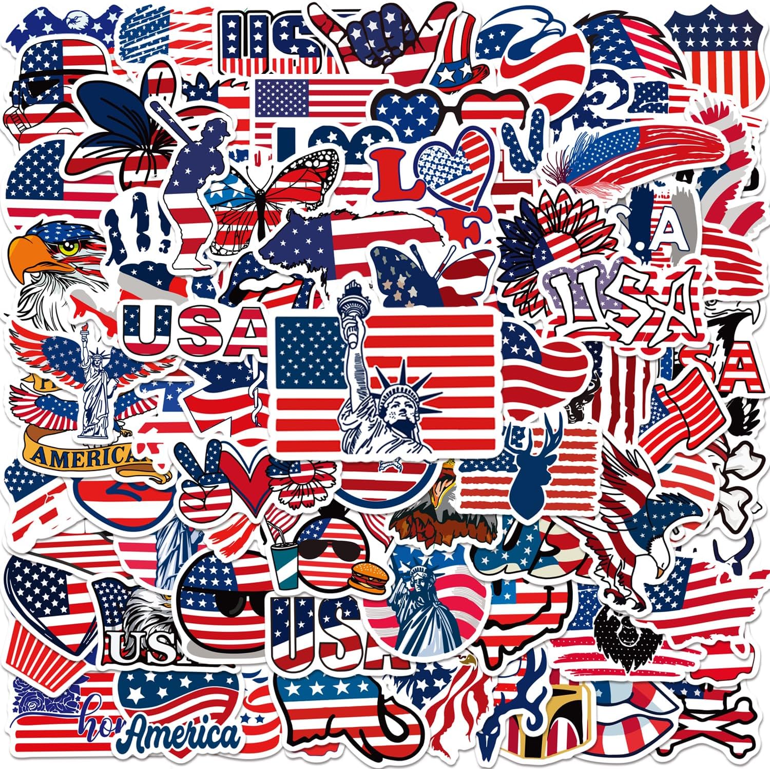 Amazon.com: 100 Pcs American Flag Stickers, USA Country Flag Stickers ...
