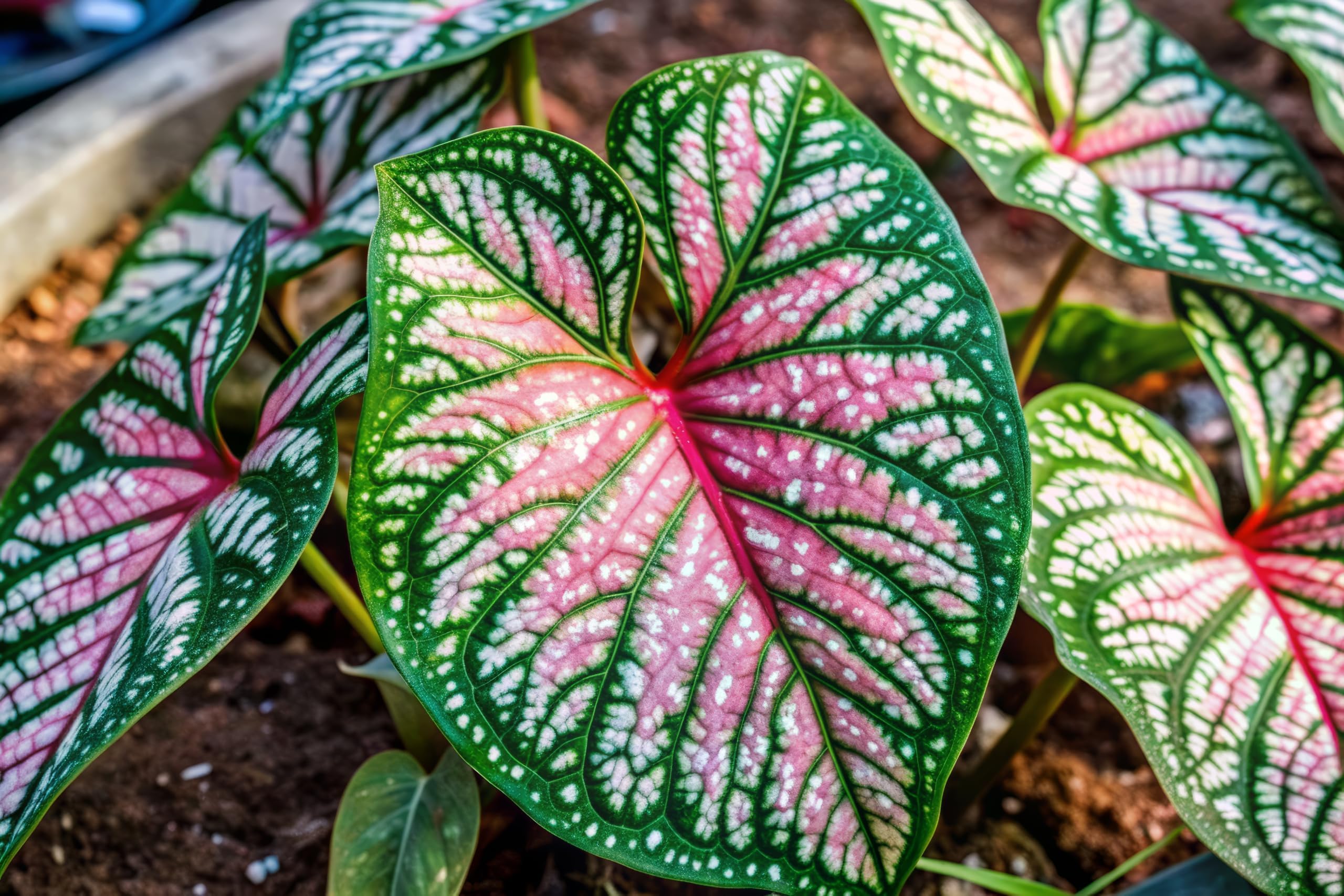Amazon.com : 6 Crimson Sky Caladium Bulbs for Planting - Perennial ...