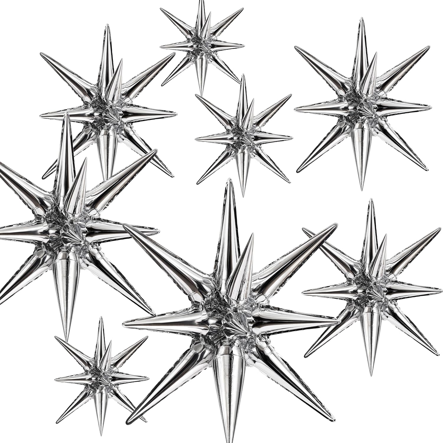 10PCS Silver Star Balloons, Huge Silver Explosion Star Aluminum Foil ...