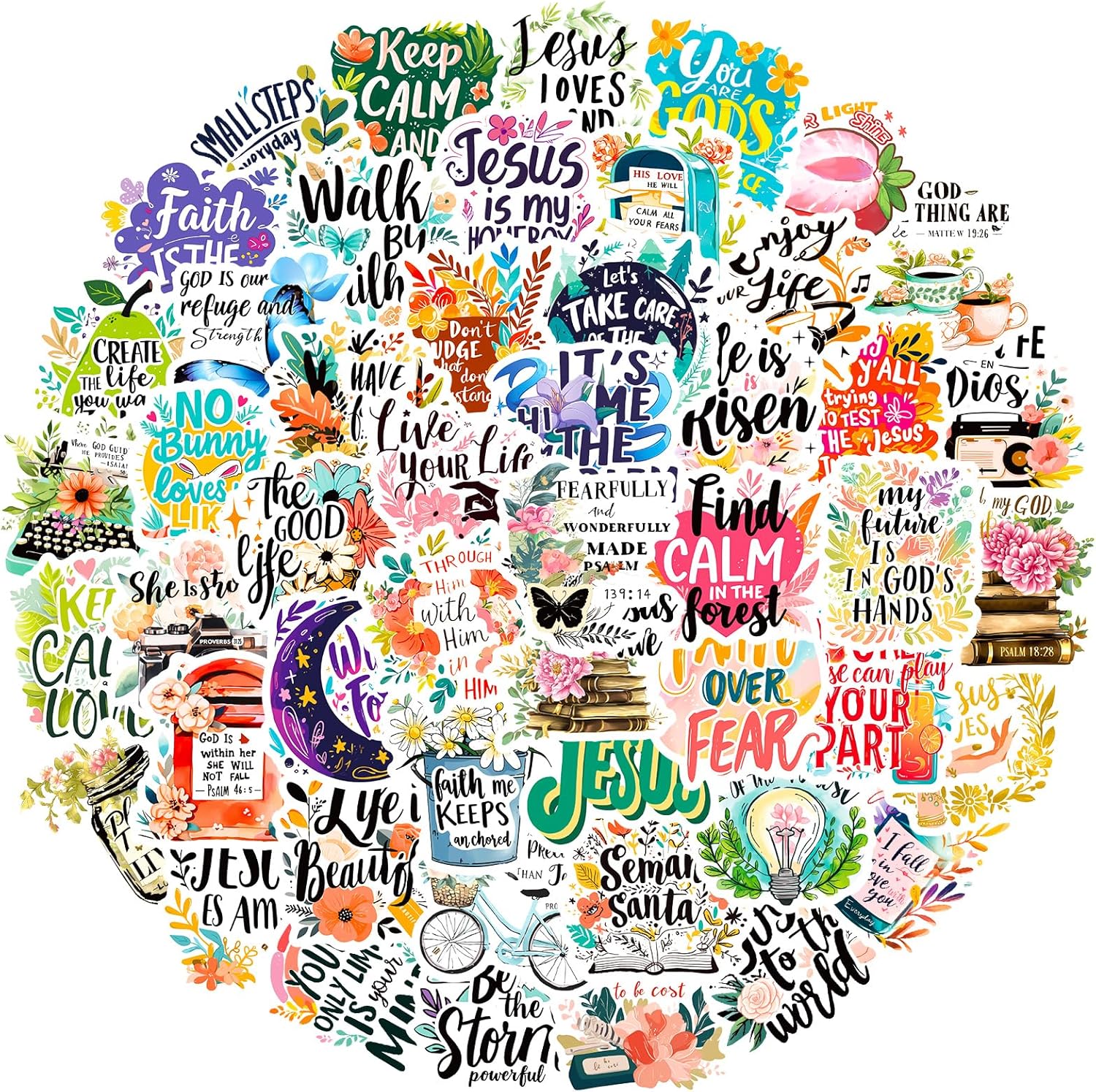 Amazon.com: 50Pcs Jesus Stickers Pack, Inspirational Faith Decals with ...