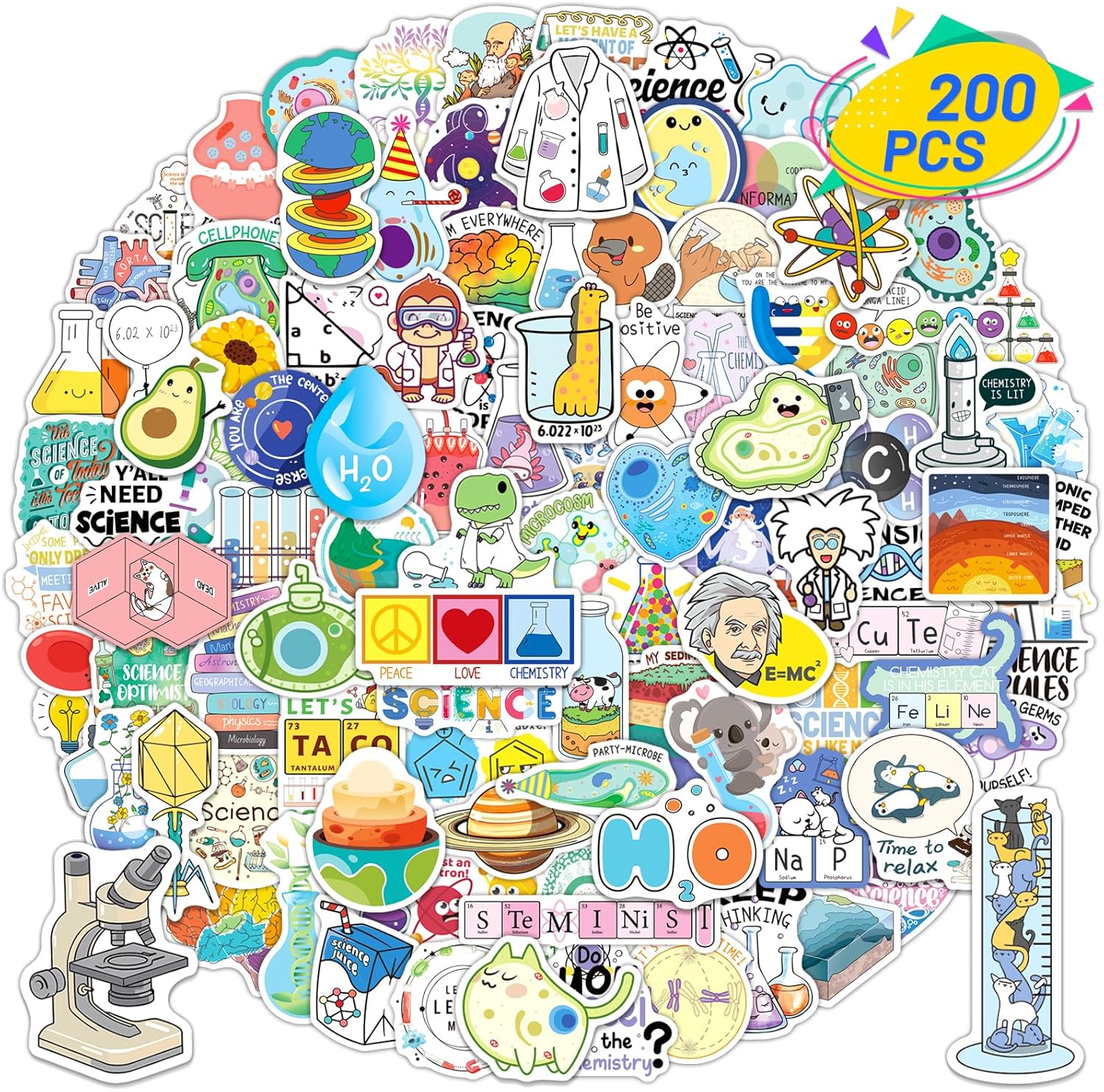 Amazon.com: HomSeon 200PCS Science Stickers Chemistry Biology Physics ...