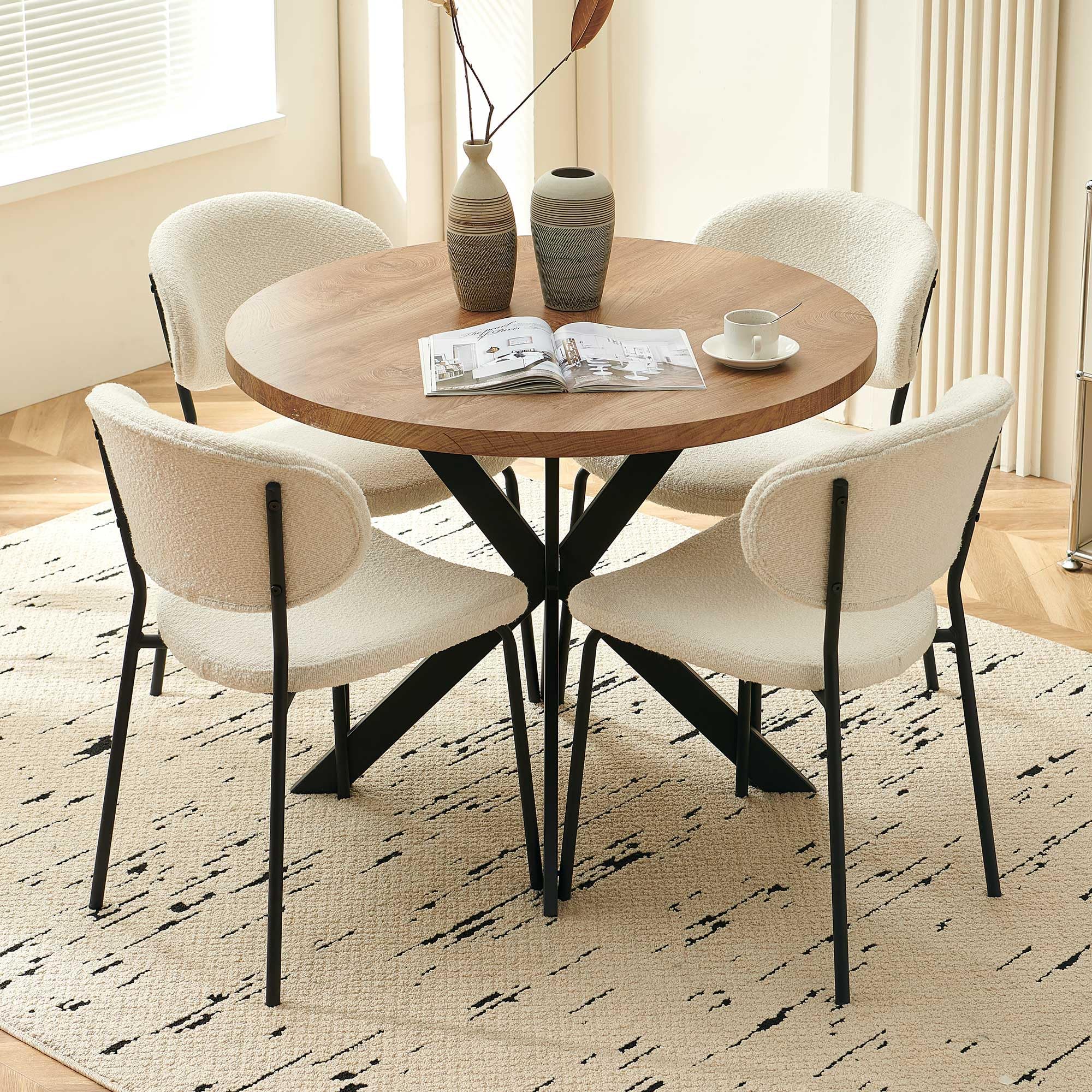 Amazon.com - Homedot 37" Round Table Set for 4 Person, Modern Kitchen ...