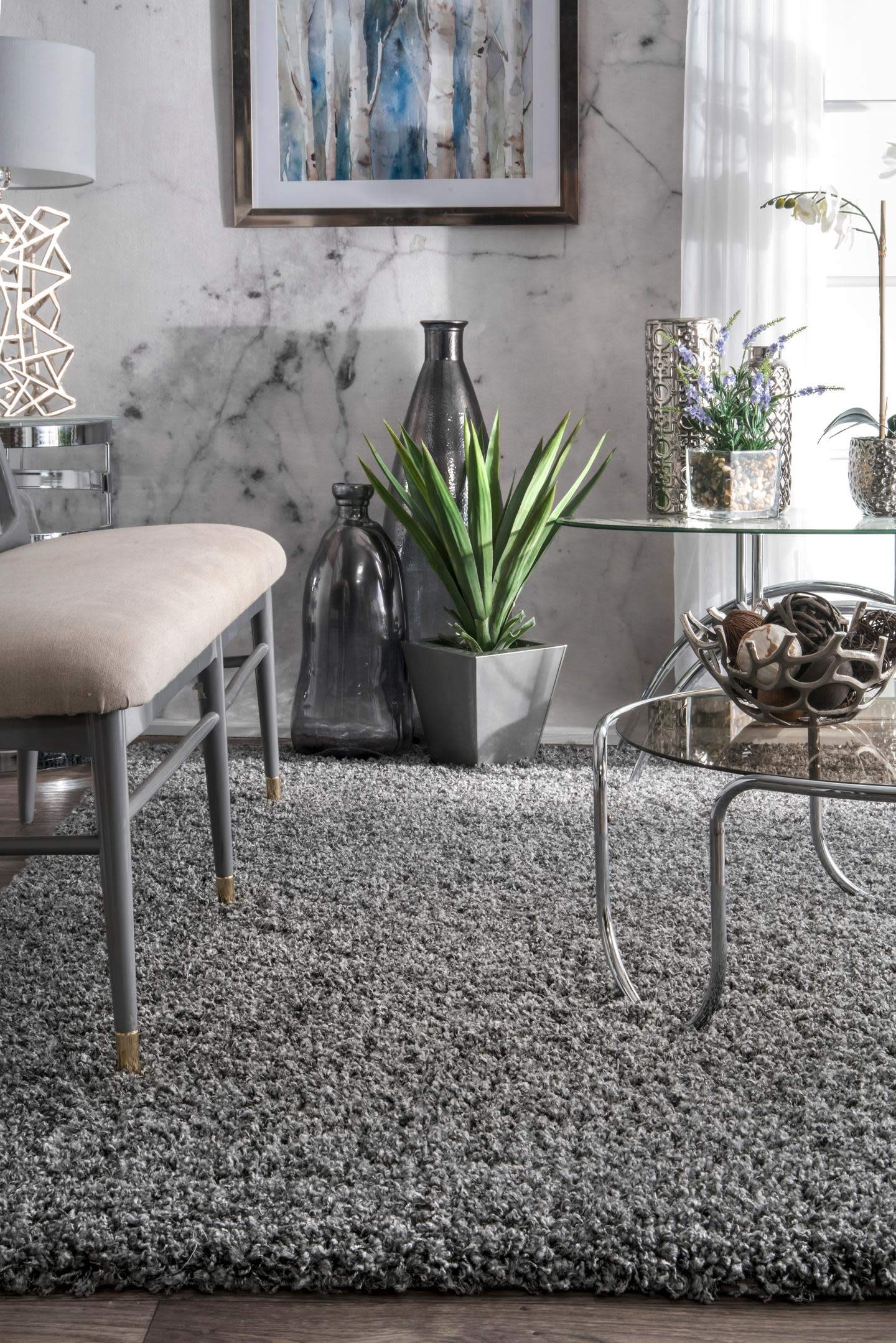 nuLOOM Cozy Soft & Fluffy Solid Shag Runner Rug, 2' 6" x 6', Grey