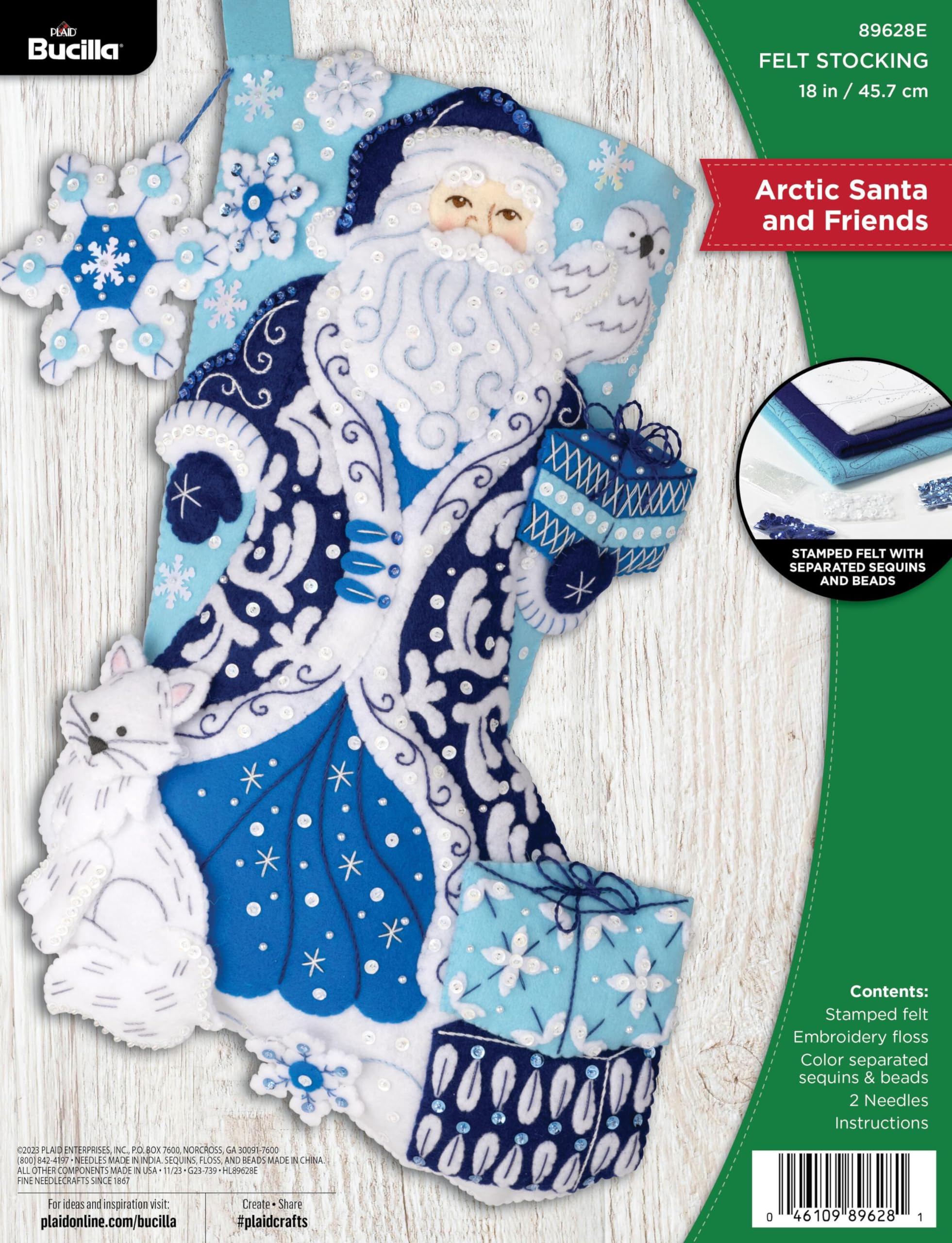 Amazon.com: Bucilla, Arctic Santa & Friends, Felt Applique 18" Stocking ...