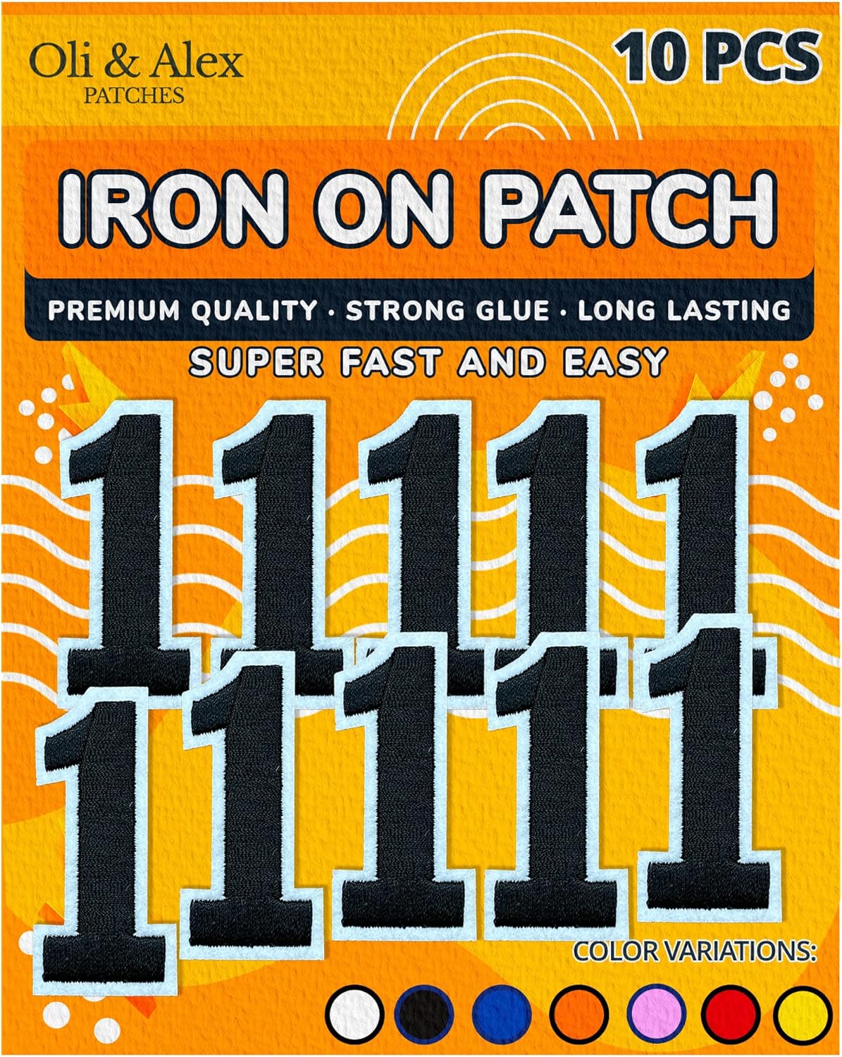 Amazon.com: Iron On Patches - Black Number "1" Iron on Patches - 10 pcs ...