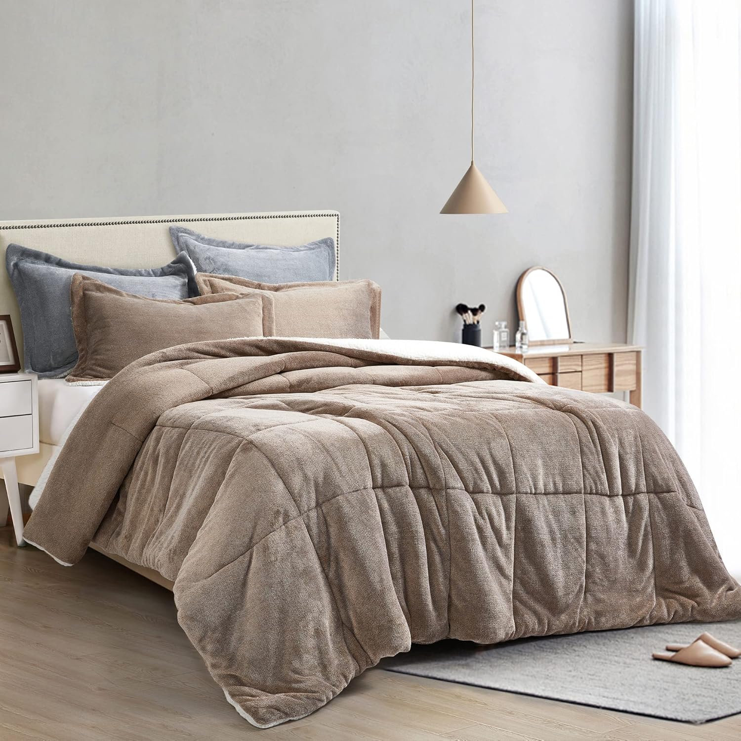 Amazon.com: TILLYOU Twin Comforter Set - Khaki Twin Size Comforter Set ...