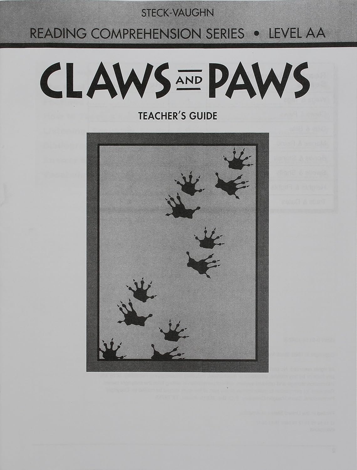 Claws and Paws (Steck-vaughn Reading Comprehension Series): unknown ...