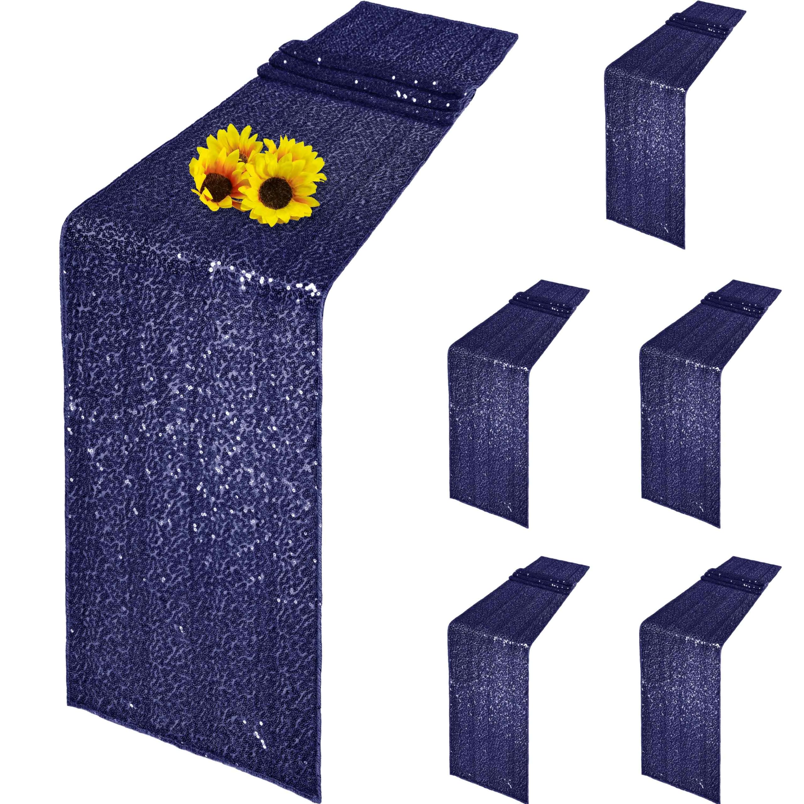 Amazon.com: Wlirantim 6 Pack Navy Blue Sequin Table Runners ,12 x 72 ...