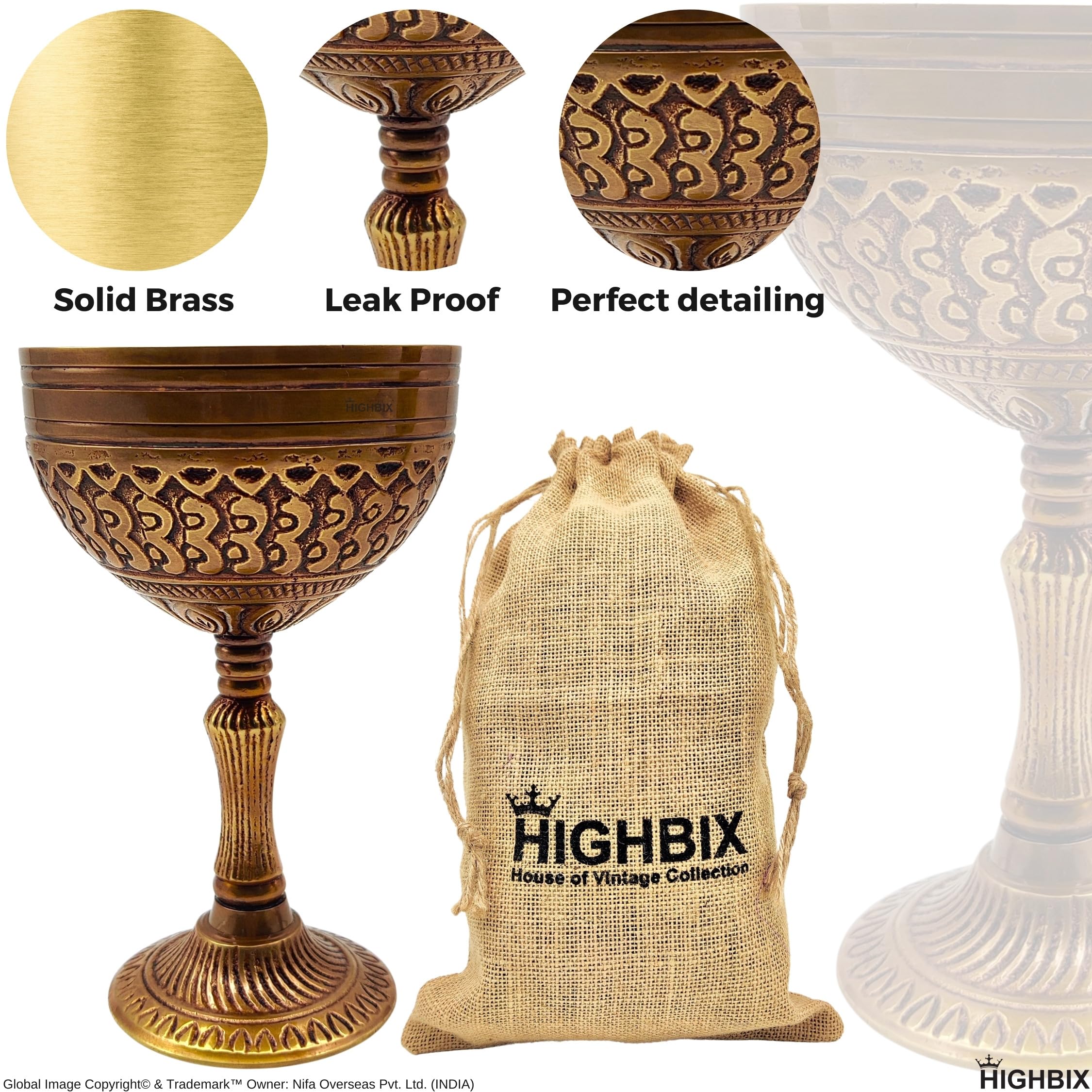 Snapklik.com : Royal Wine Goblet Solid Brass Vintage Style Handmade ...