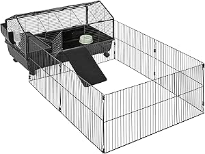 Amazon.com : Topeakmart 39inch Foldable Rolling Small Animal Cage w/ 2 ...