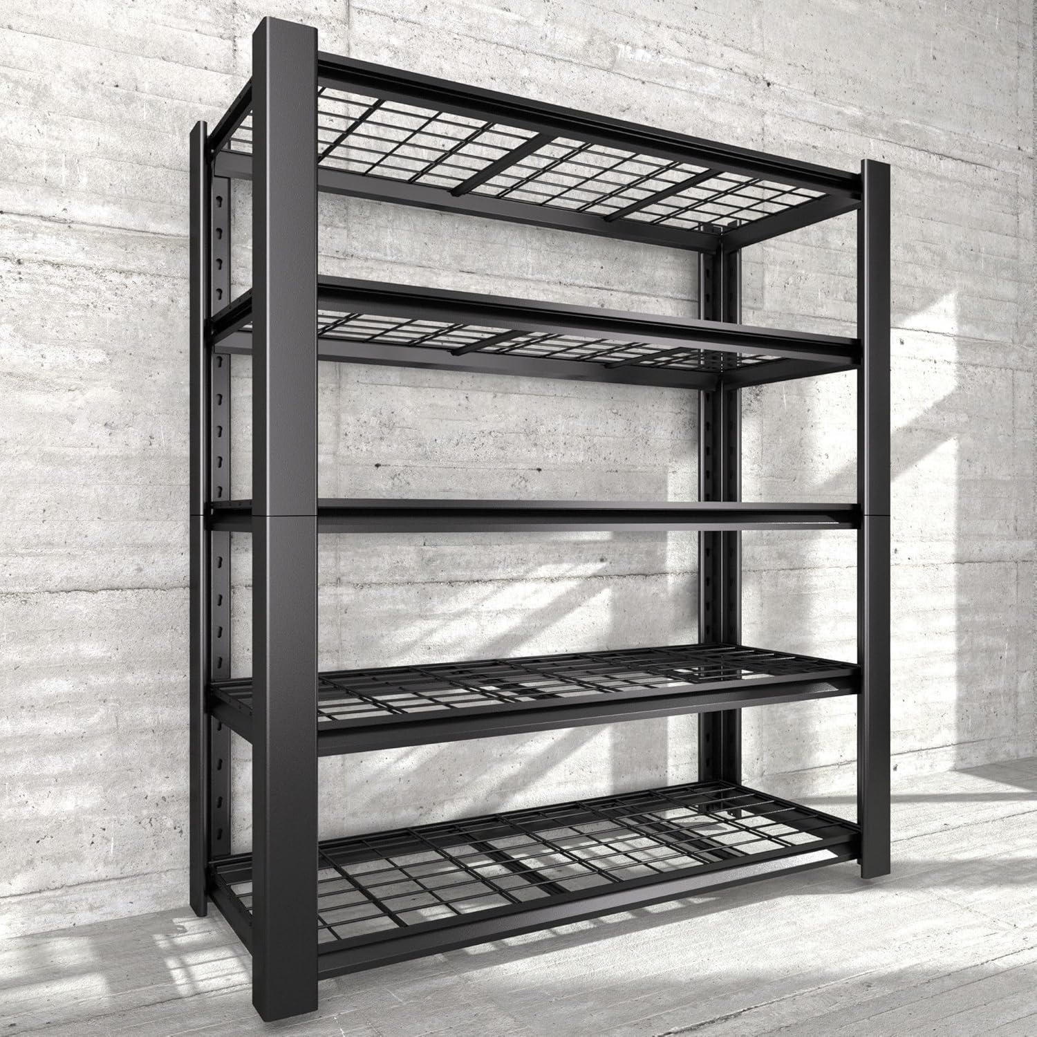 Amazon.com: Heavy Duty Garage Shelving Unit with Wire Grid Shelves, 76. ...