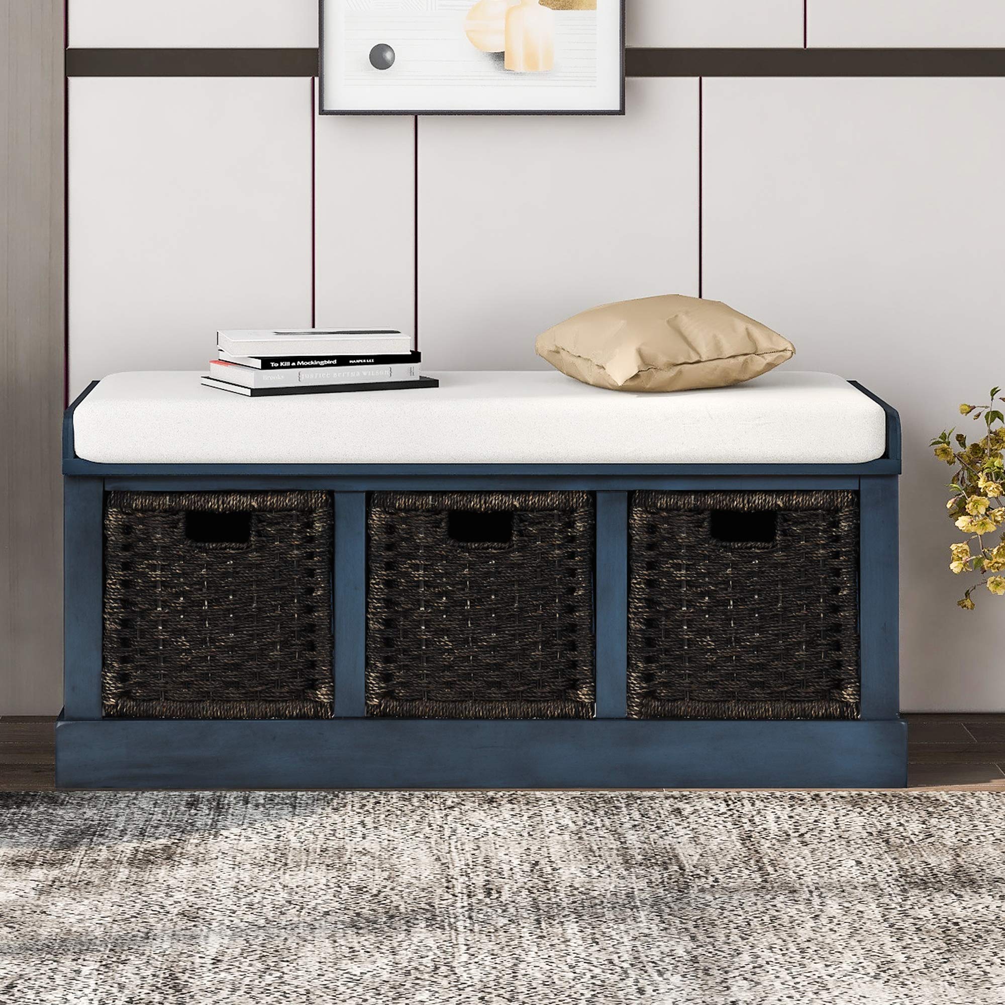 Amazon.com: Harper & Bright Designs Entryway Storage Bench Rustic ...