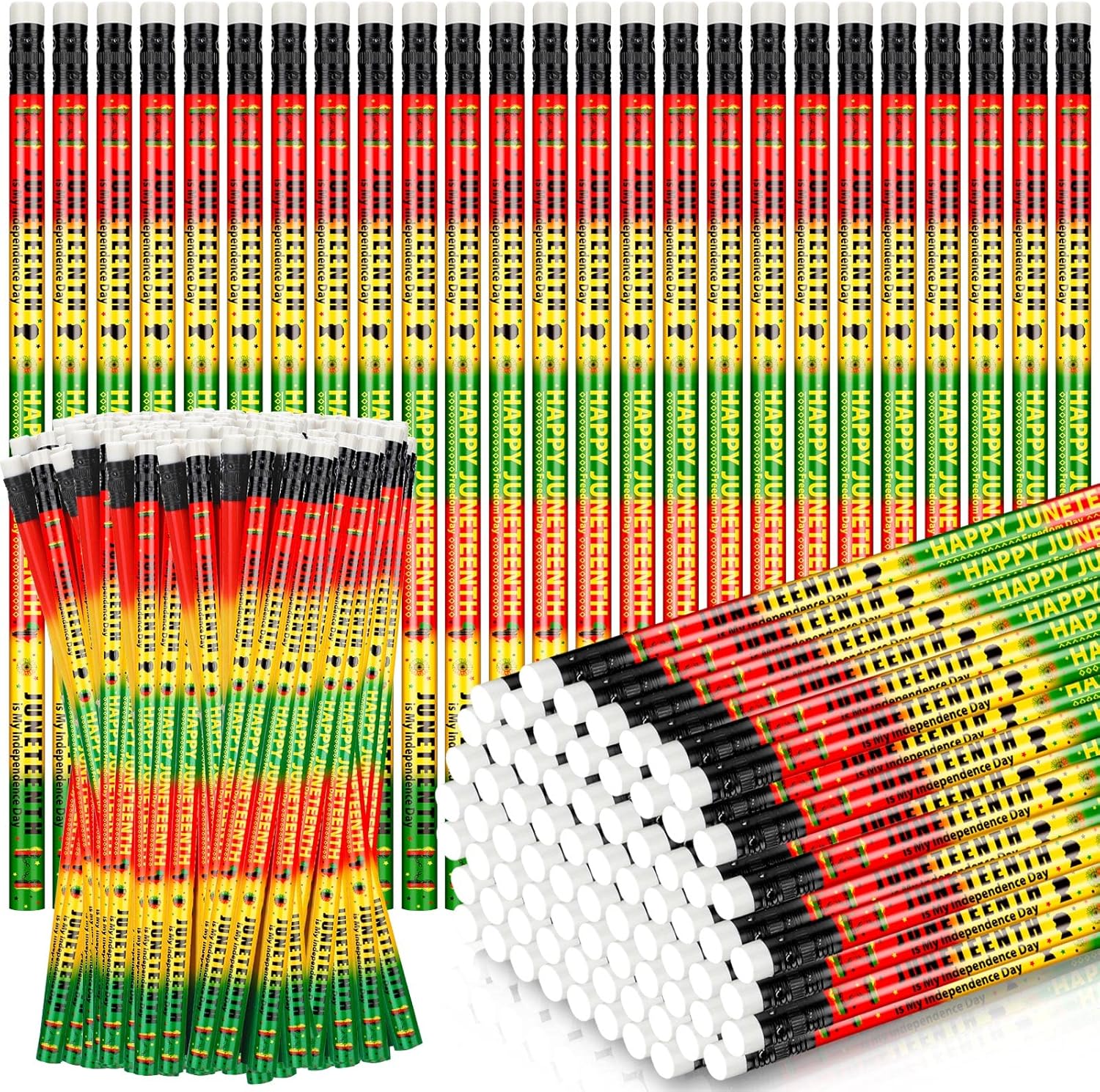 Amazon.com : Fuutreo 200 Pcs Happy Juneteenth Pencils Bulk Wood Pencils ...