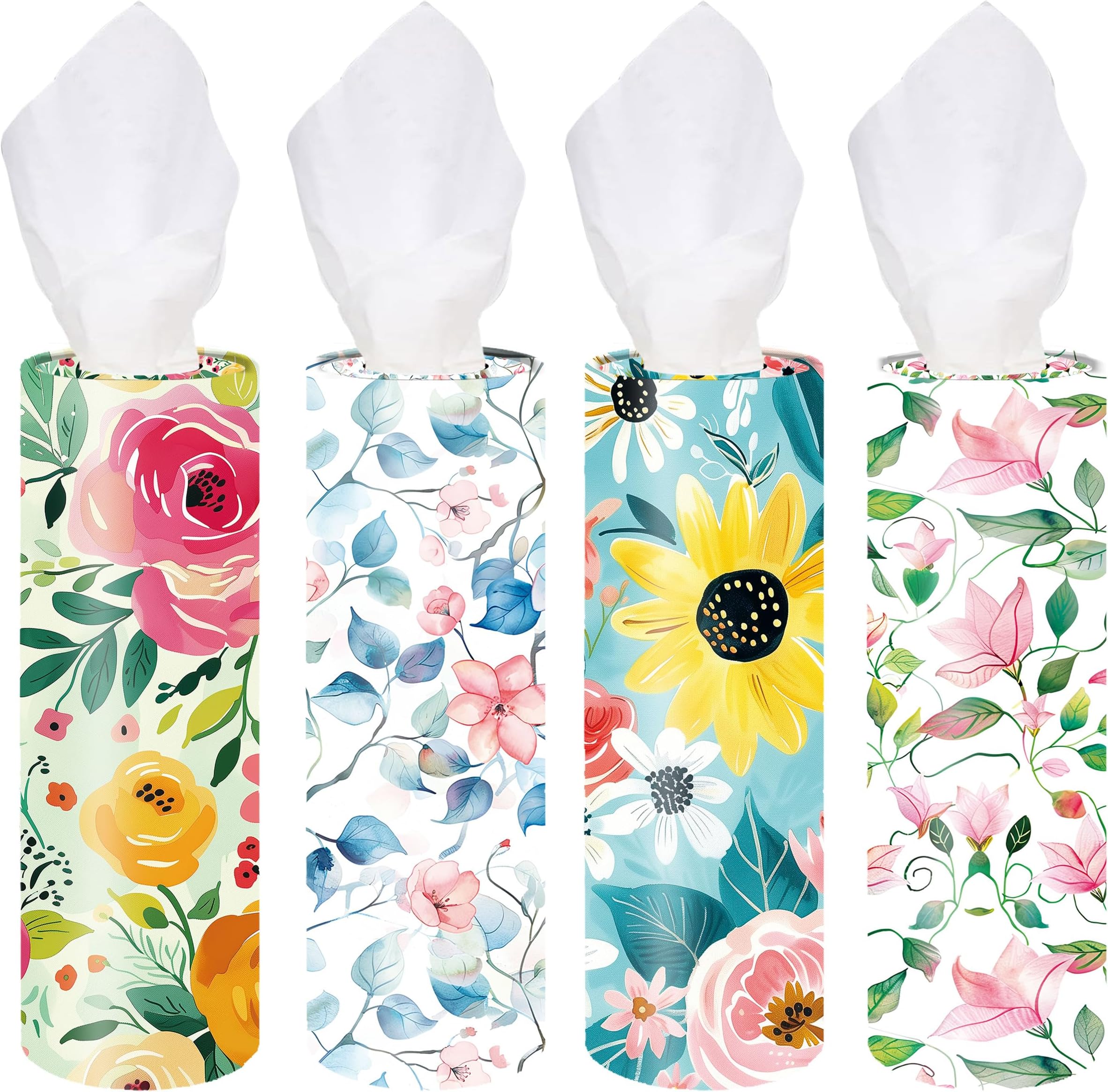 Amazon.com: 4 Pack Car Tissue Boxes Round Car Tissue Holder with Facial ...