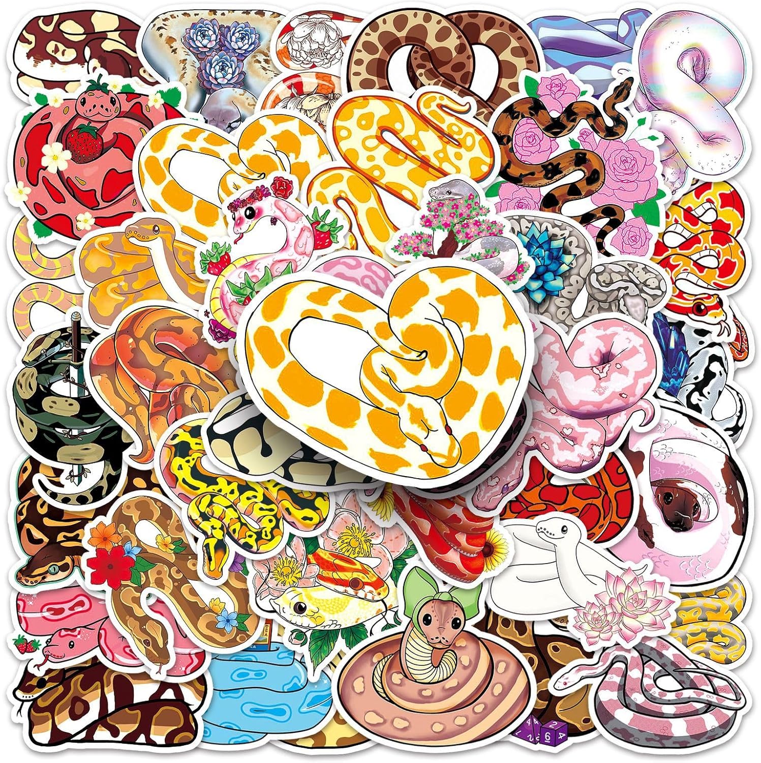 Amazon.com: LYLSDSB 50Pcs Snake Stickers, Multicolor Cartoon Animal ...