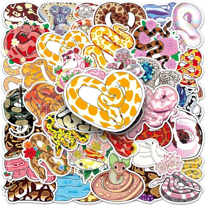 Amazon.com: LYLSDSB 50Pcs Snake Stickers, Multicolor Cartoon Animal ...