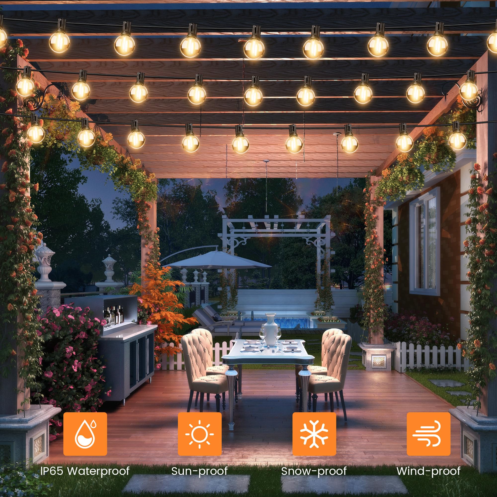 Commercial Patio Lighting Strands Dimmable LED Globe Outdoor String