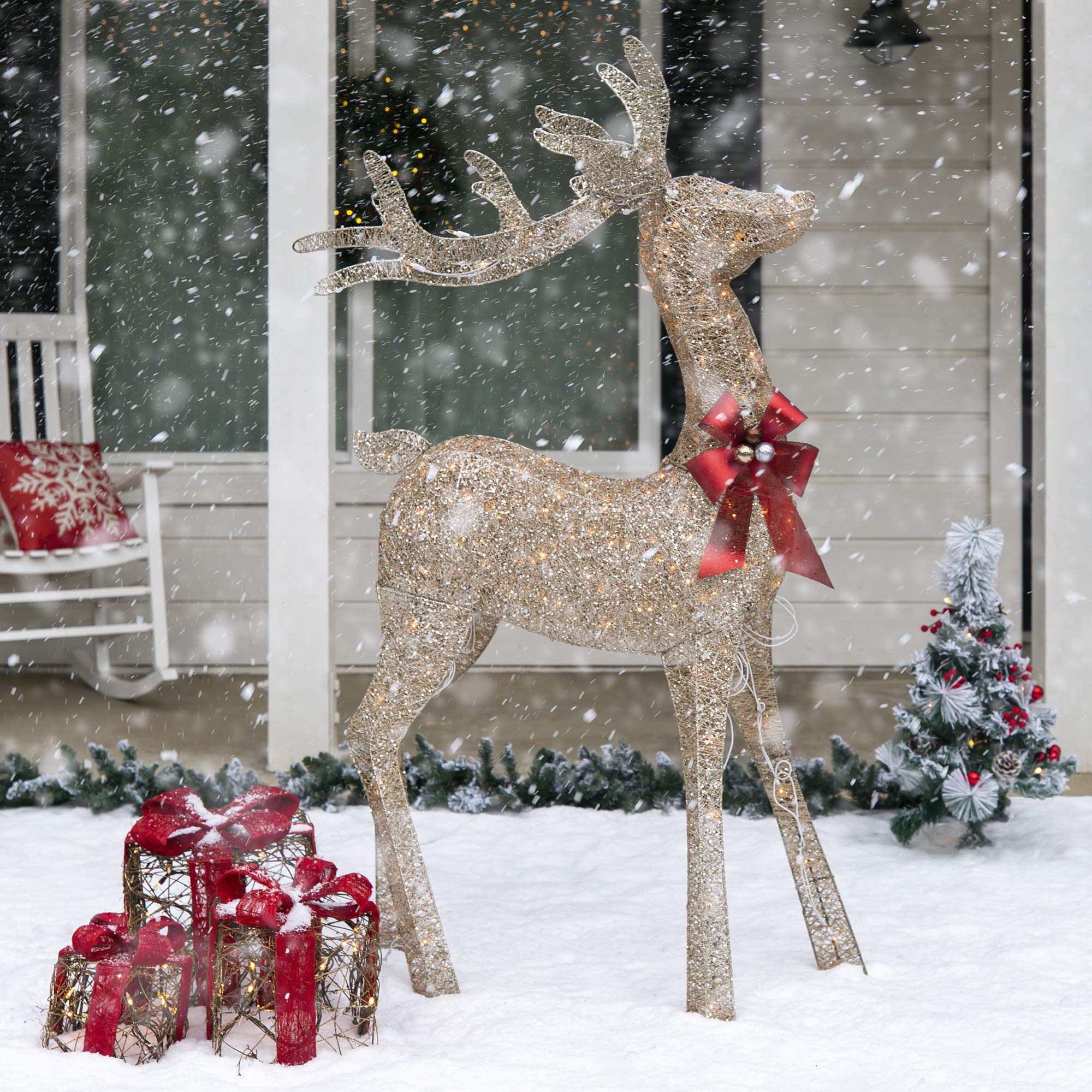 Snapklik.com : Best Choice Products 5ft 3D Pre-Lit Gold Glitter ...