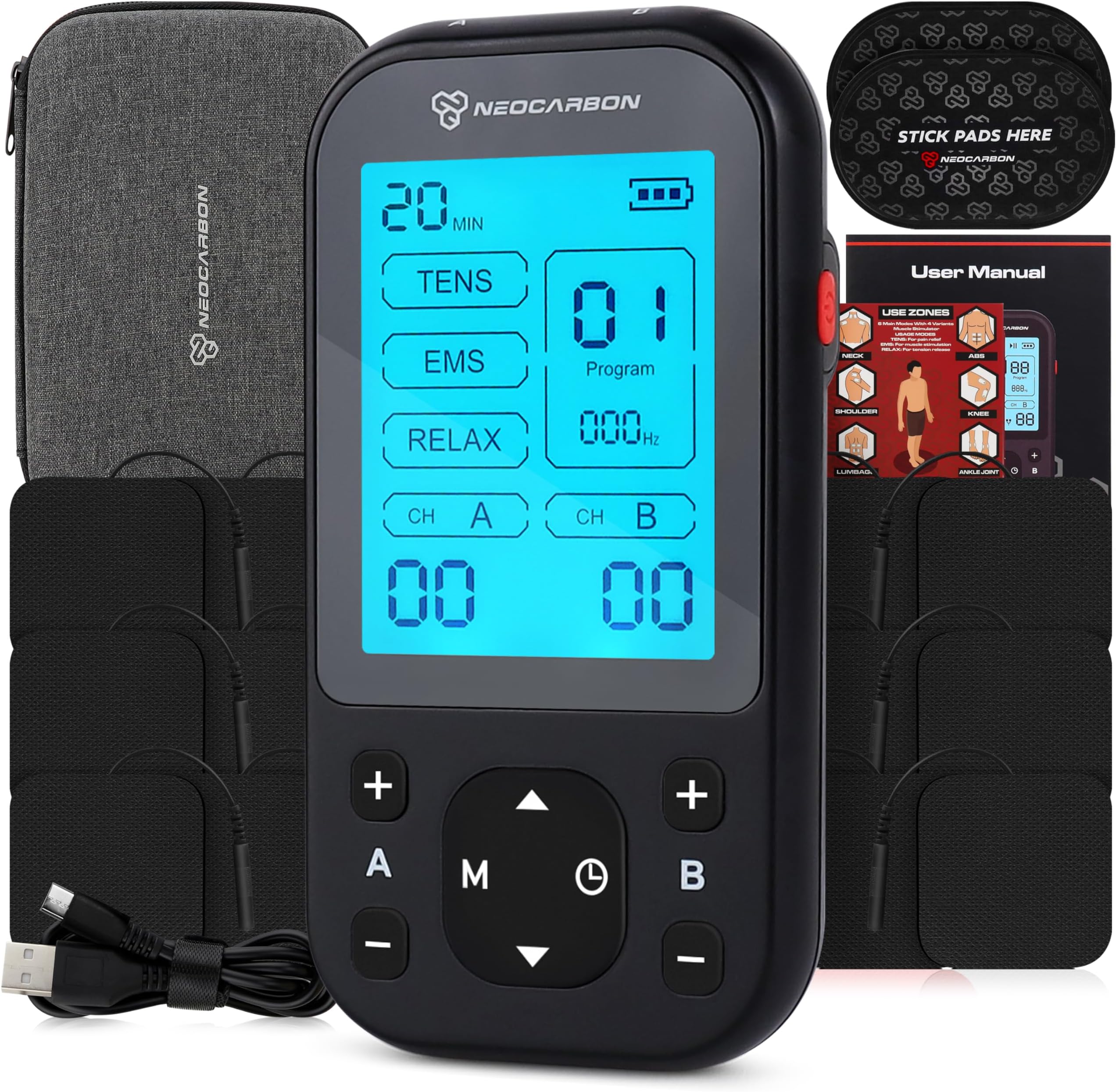 Amazon.com: TENS Unit Muscle Stimulator, Electronic PMS Pulse Massager ...
