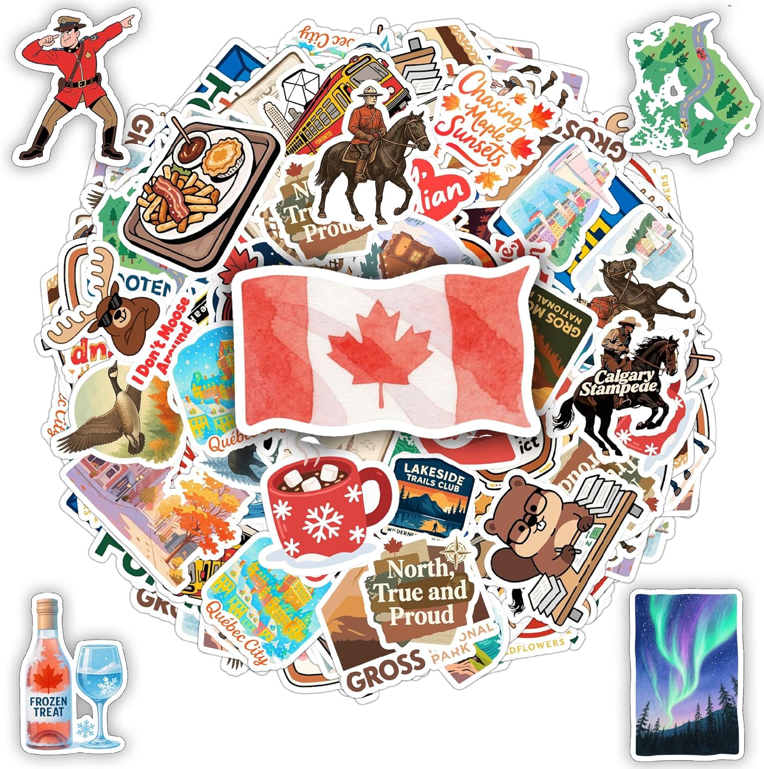 Amazon.com: BETANAS 100 Pcs Canada Travel Stickers Pack Nature Food ...