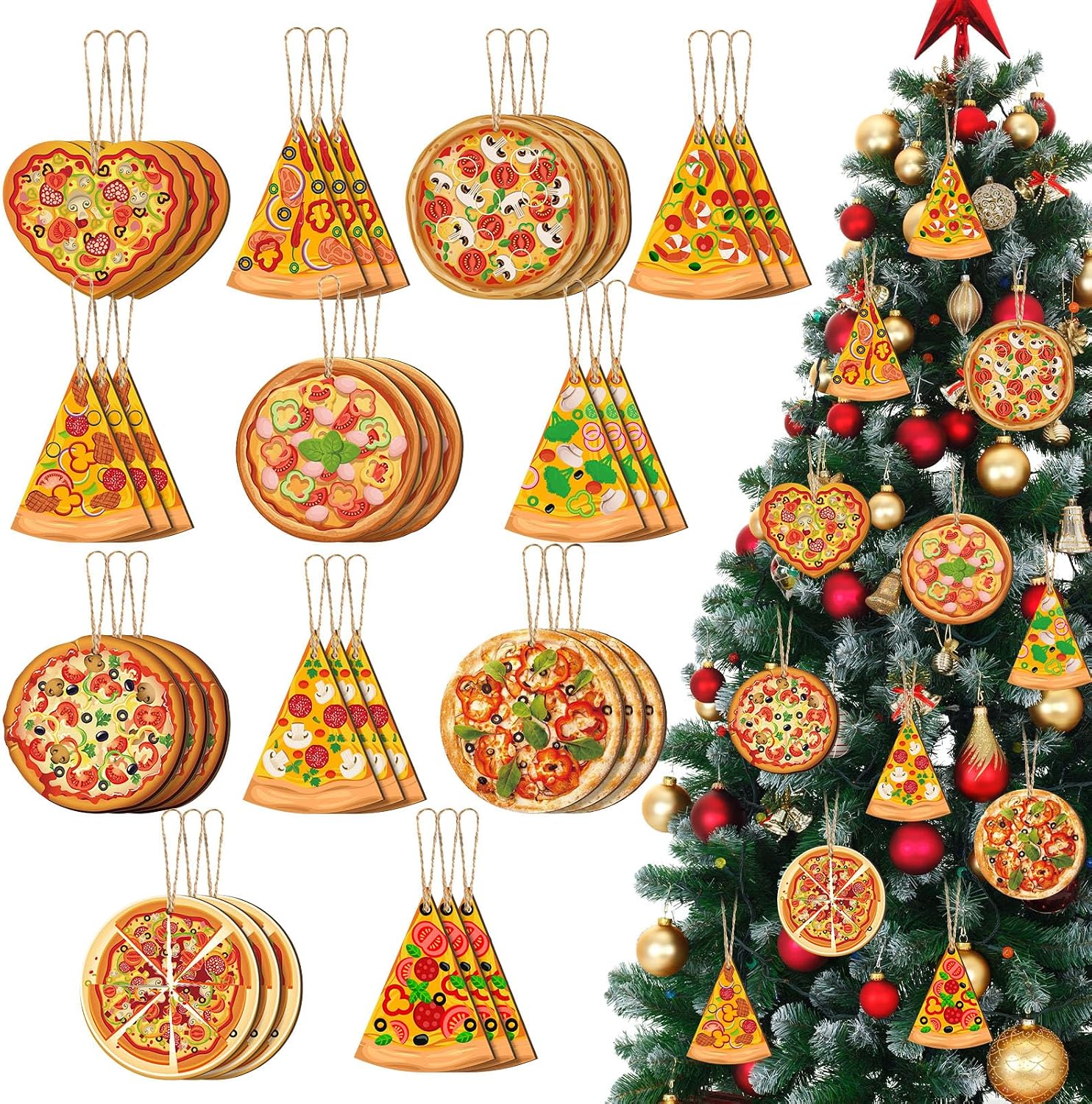 Amazon.com: Vercraft 36 Pcs Pizza Slice Ornaments for Christmas Tree ...