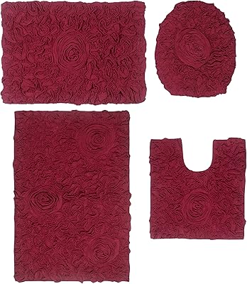 Amazon.com: Stoneberry Home Plush 5-Piece Bath Rug Set, Burgundy : Home ...