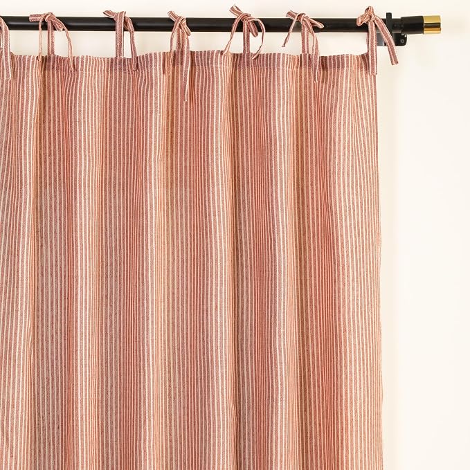 Amazon.com: THE ART BOX Gauze Striped Curtains, Boho Linen Gauze Tie ...