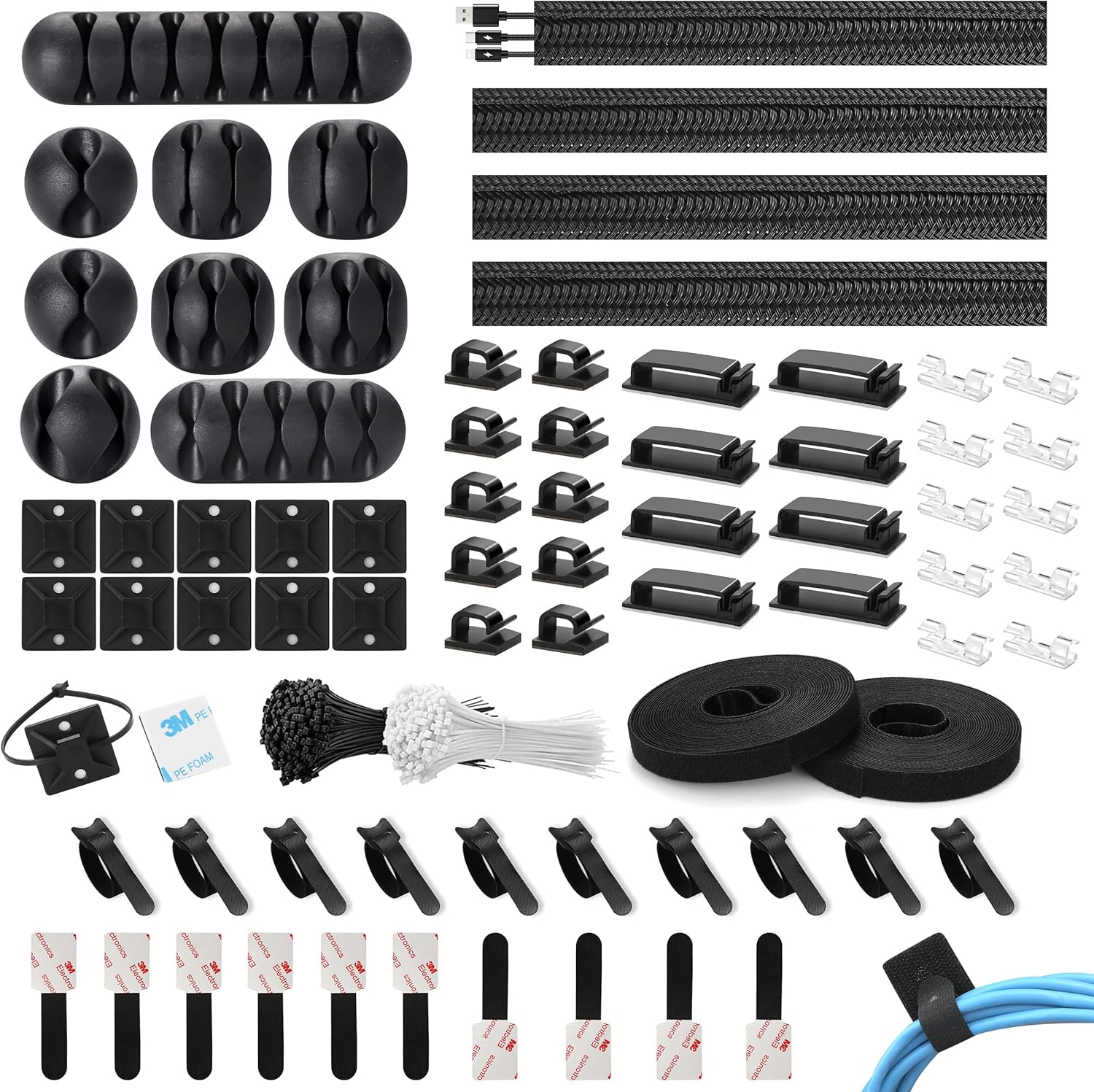 273 Pcs Cable Management Organizer Kit, Cable Organizer for Home and ...
