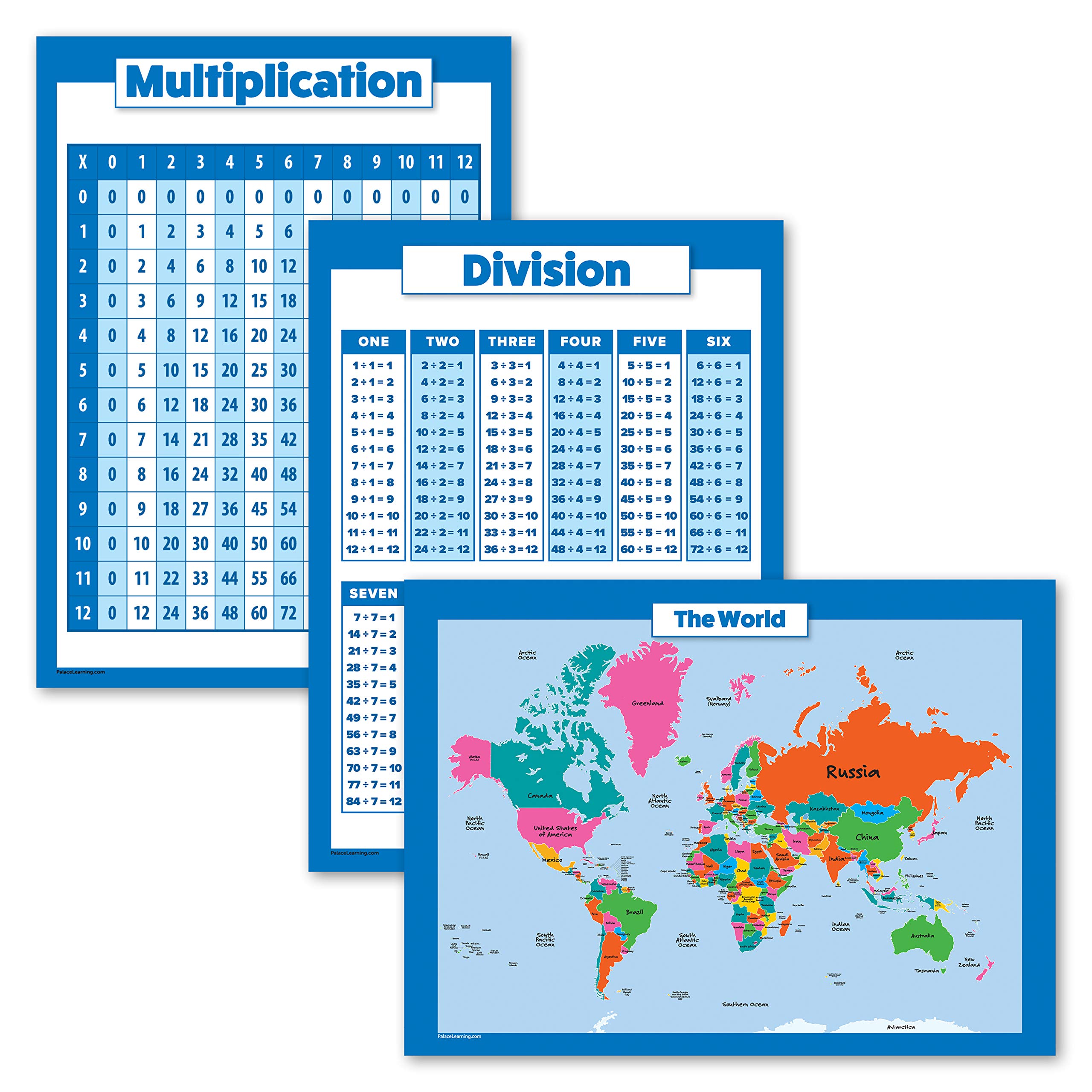 Buy 3 Pack - Multiplication Table + Division + World for Kids ...