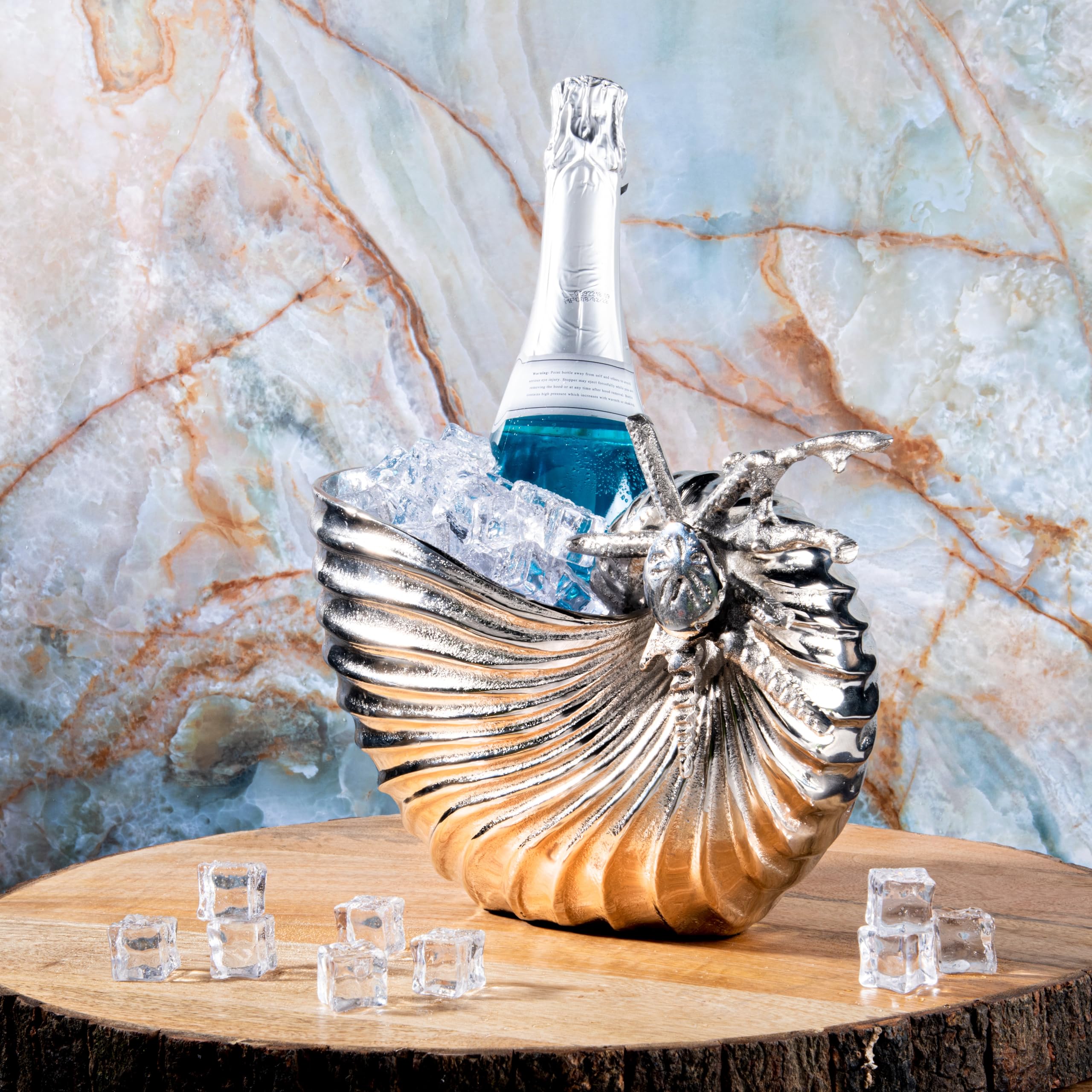 GIBOX Luxe Seashell Wine Chiller Ice Bucket | Wine Chillers for Bottles ...