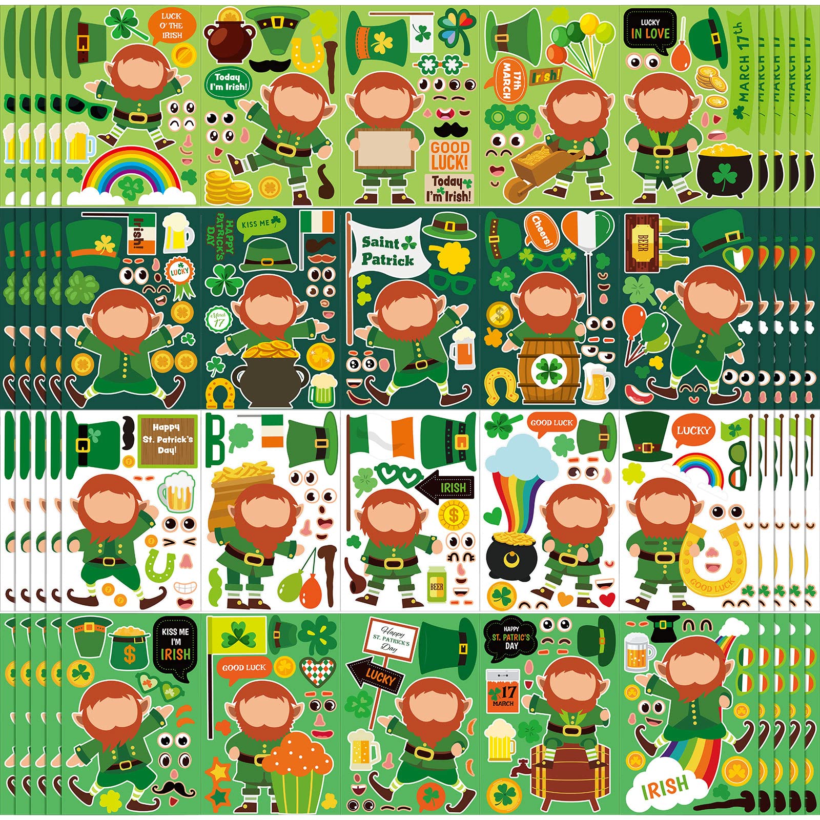 Amazon.com: 100 Pcs St. Patricks Stickers St. Patrick's Day Make Your ...